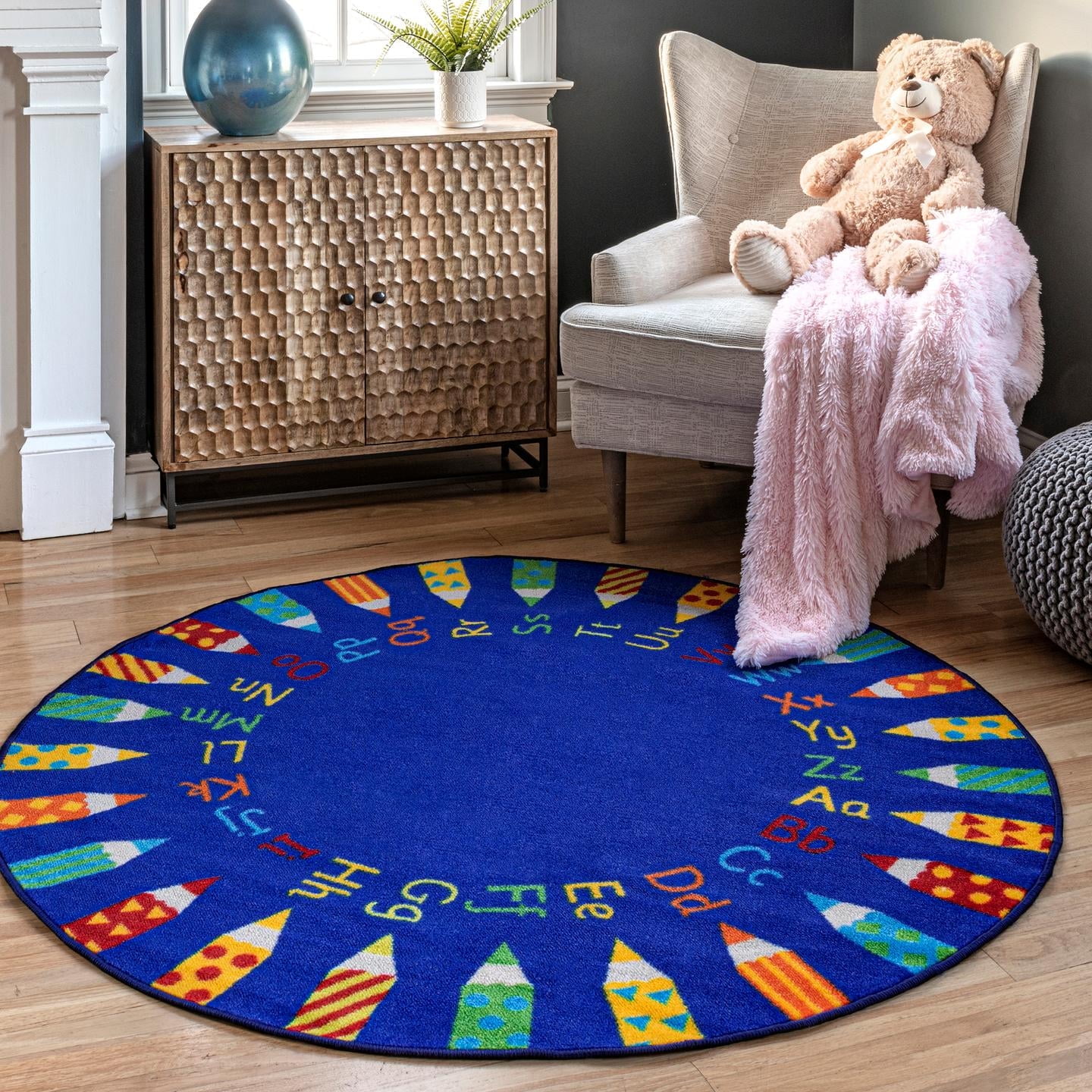 nuLOOM Giza Rainbow Alphabet Area Rug, 5', Blue - Walmart.com