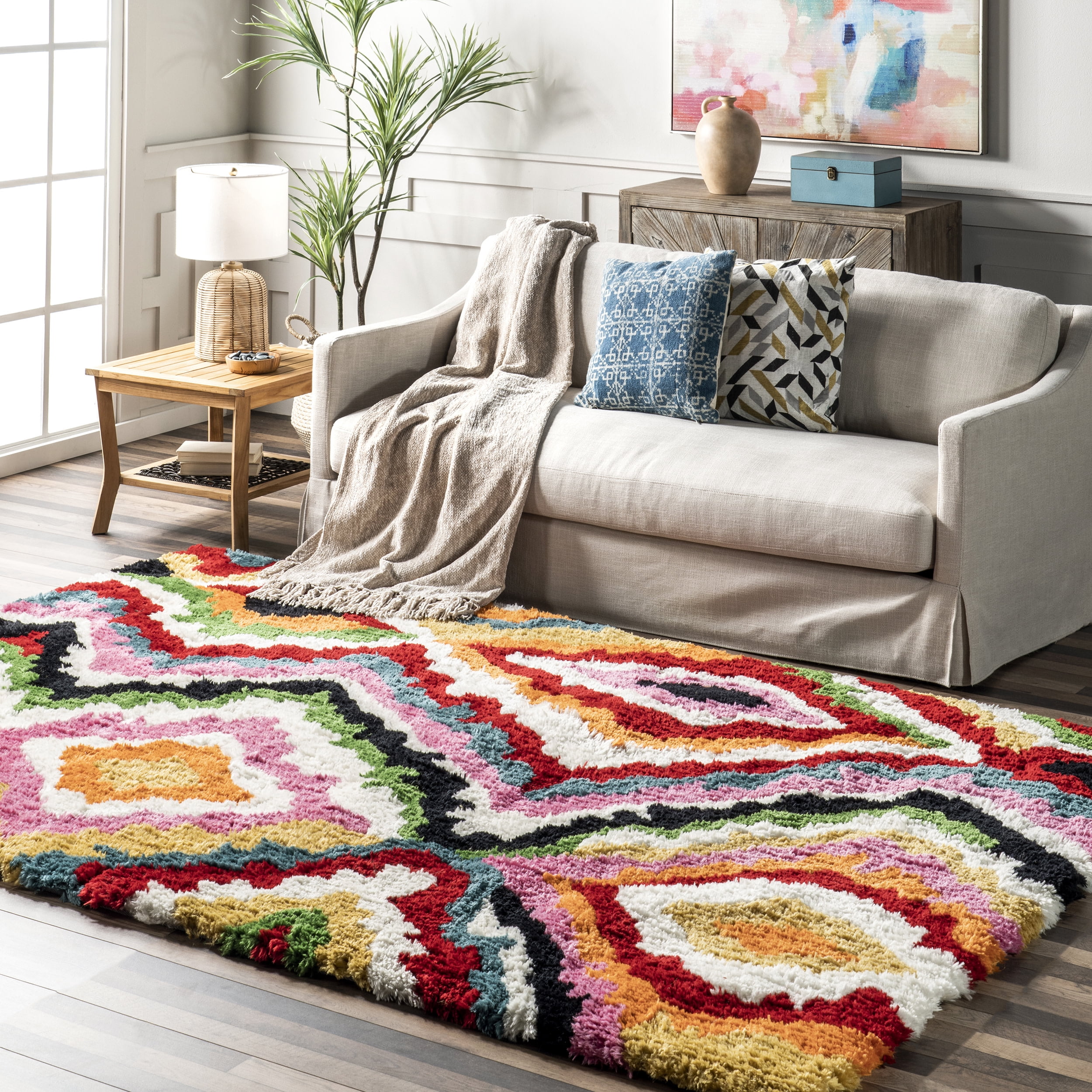 nuLOOM Handmade Carnival Abbey Shaggy Area Rug, 3' x 5', Multi ...