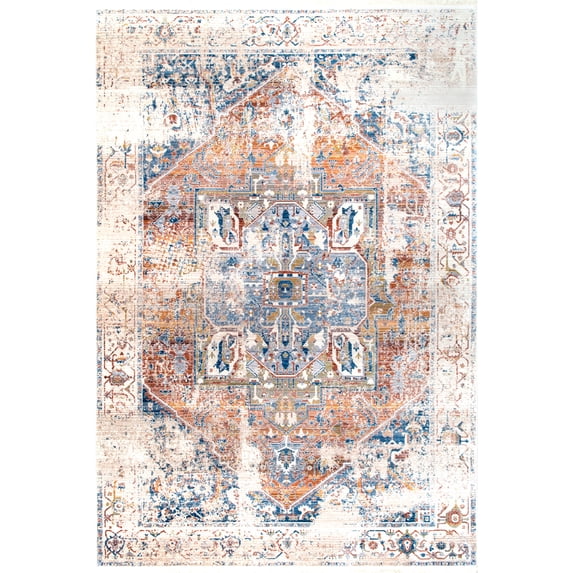 nuLOOM Harriet Vintage Medallion Fringe Area Rug, 10' x 13', Ivory ...