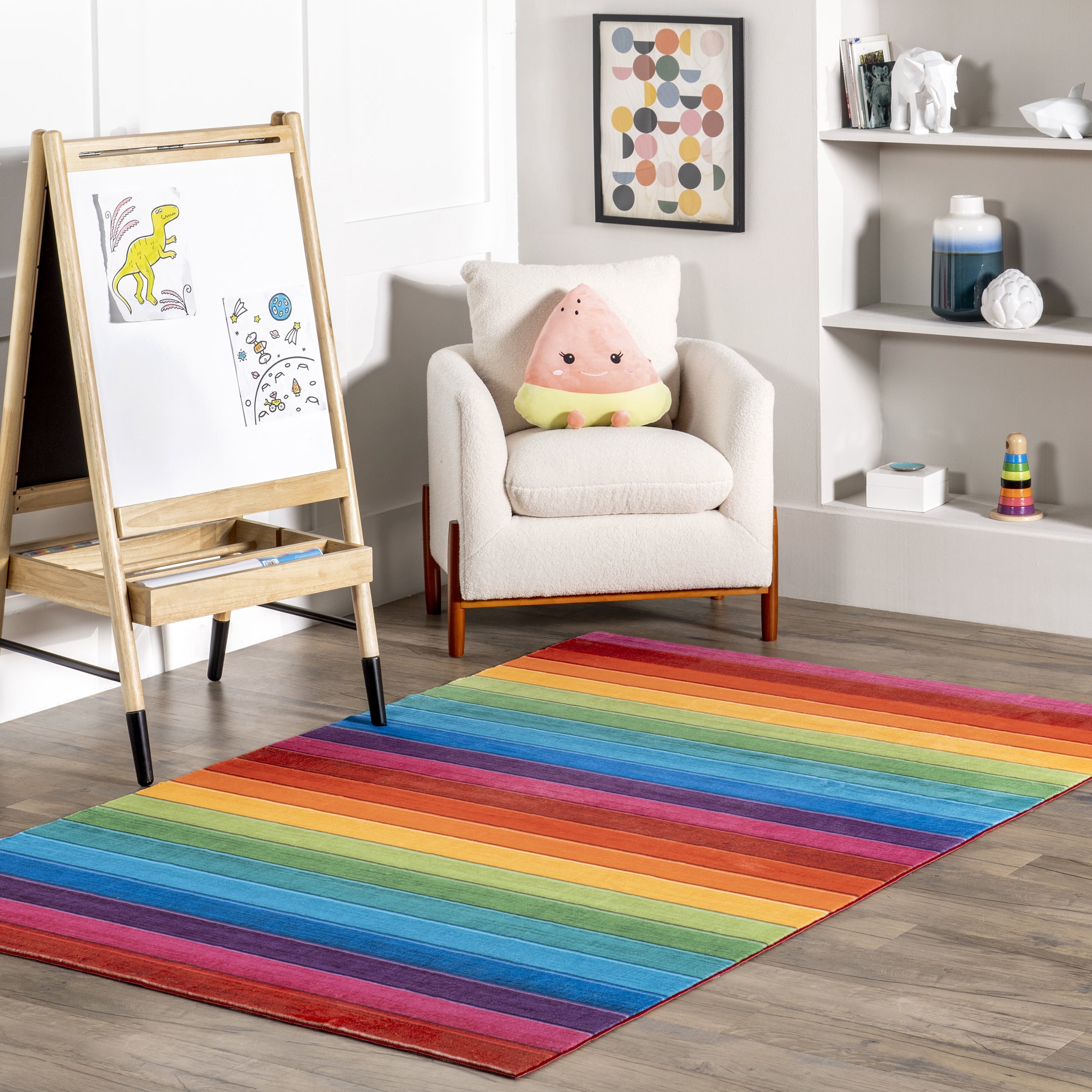 nuLOOM Henriette Rainbow Machine Washable Kids Area Rug, 4' x 6 ...