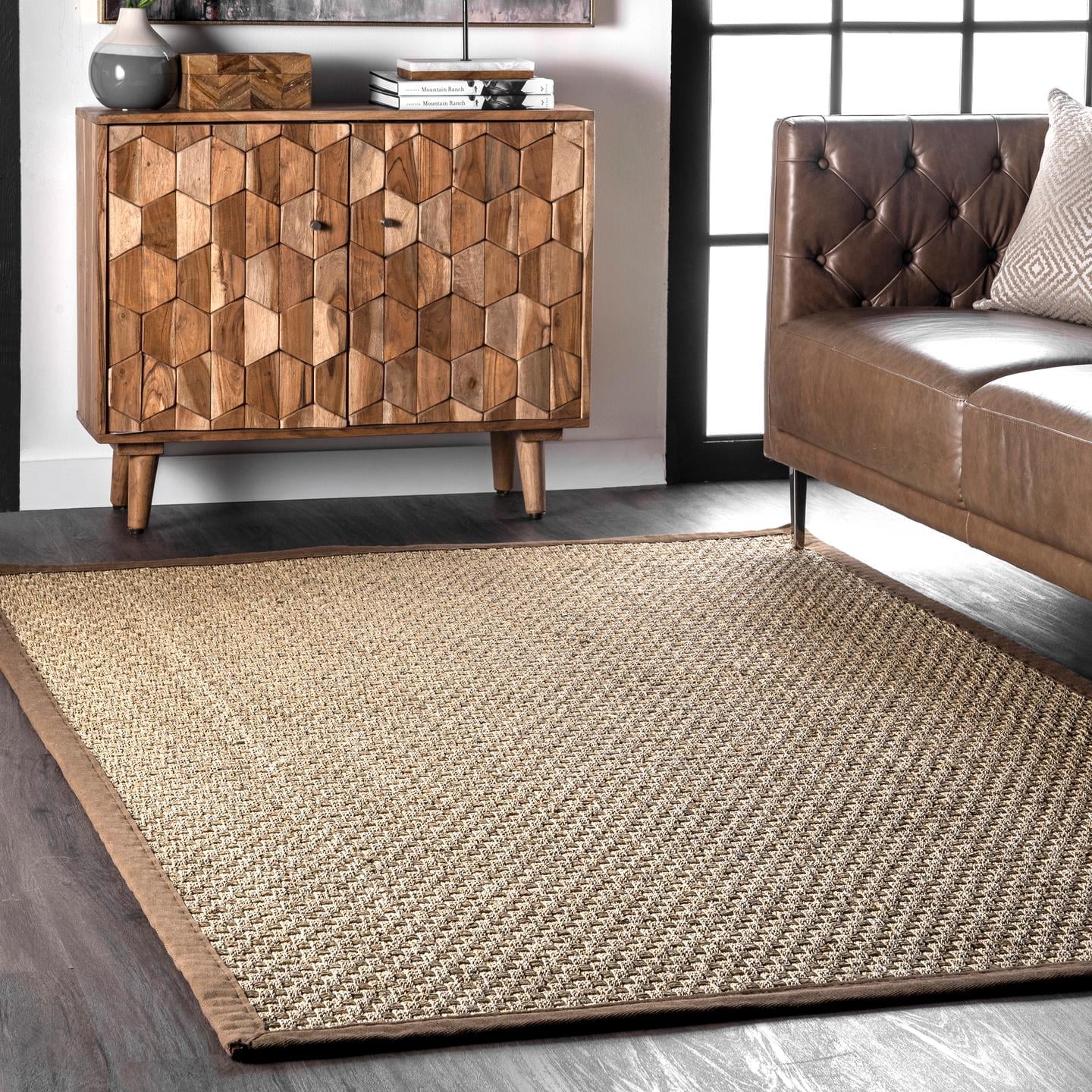 nuLOOM Hesse Checker Weave Seagrass Indoor/Outdoor Brown 3' x 5 ...