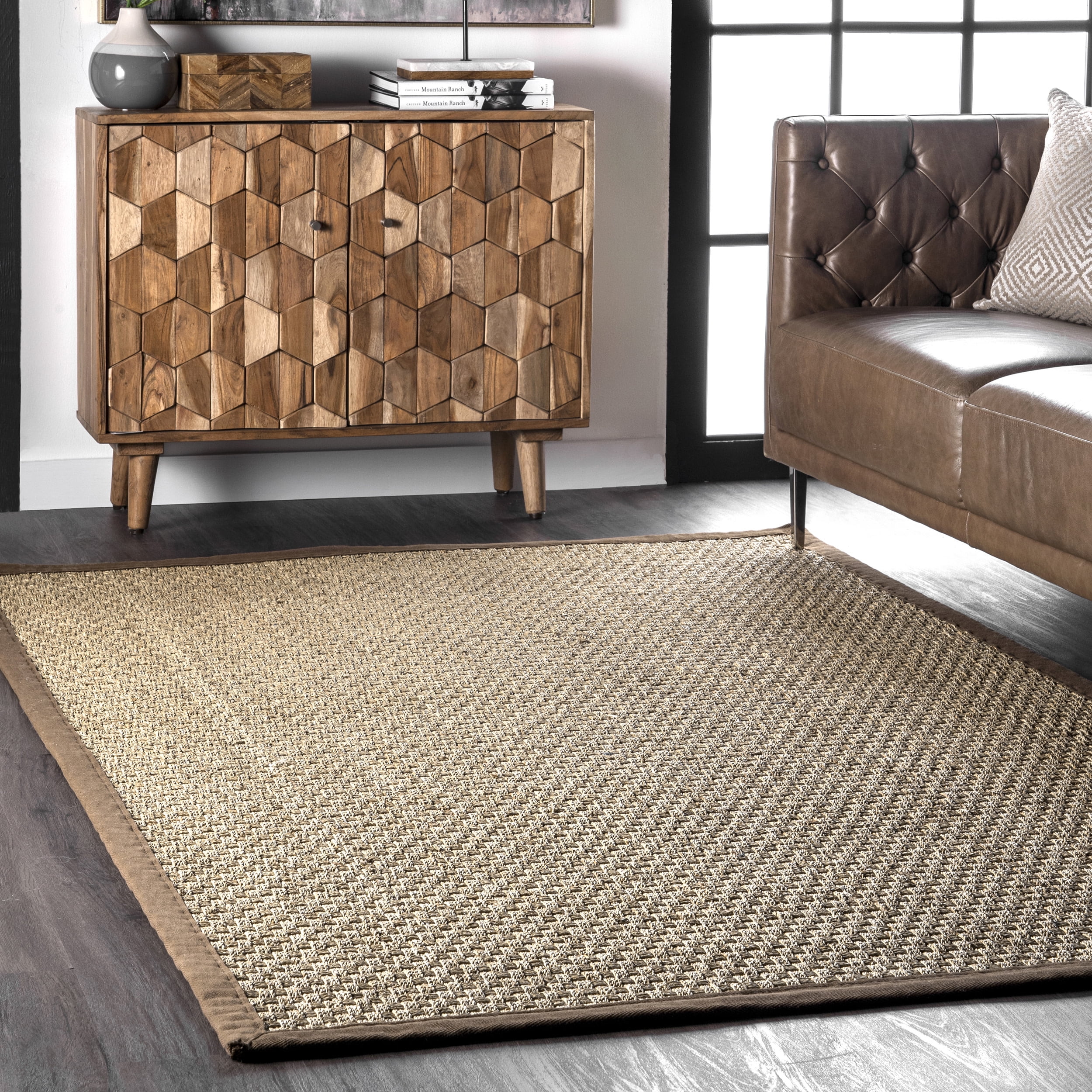nuLOOM Hesse Checker Weave Seagrass Indoor/Outdoor Brown 5' x 8 ...