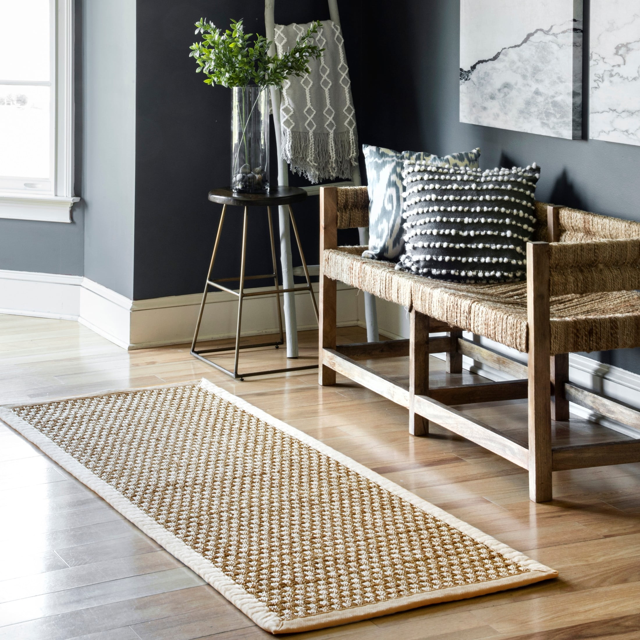 nuLOOM Hesse Checker Weave Seagrass Indoor/Outdoor Area Rug, 2' 6" x 8 ...