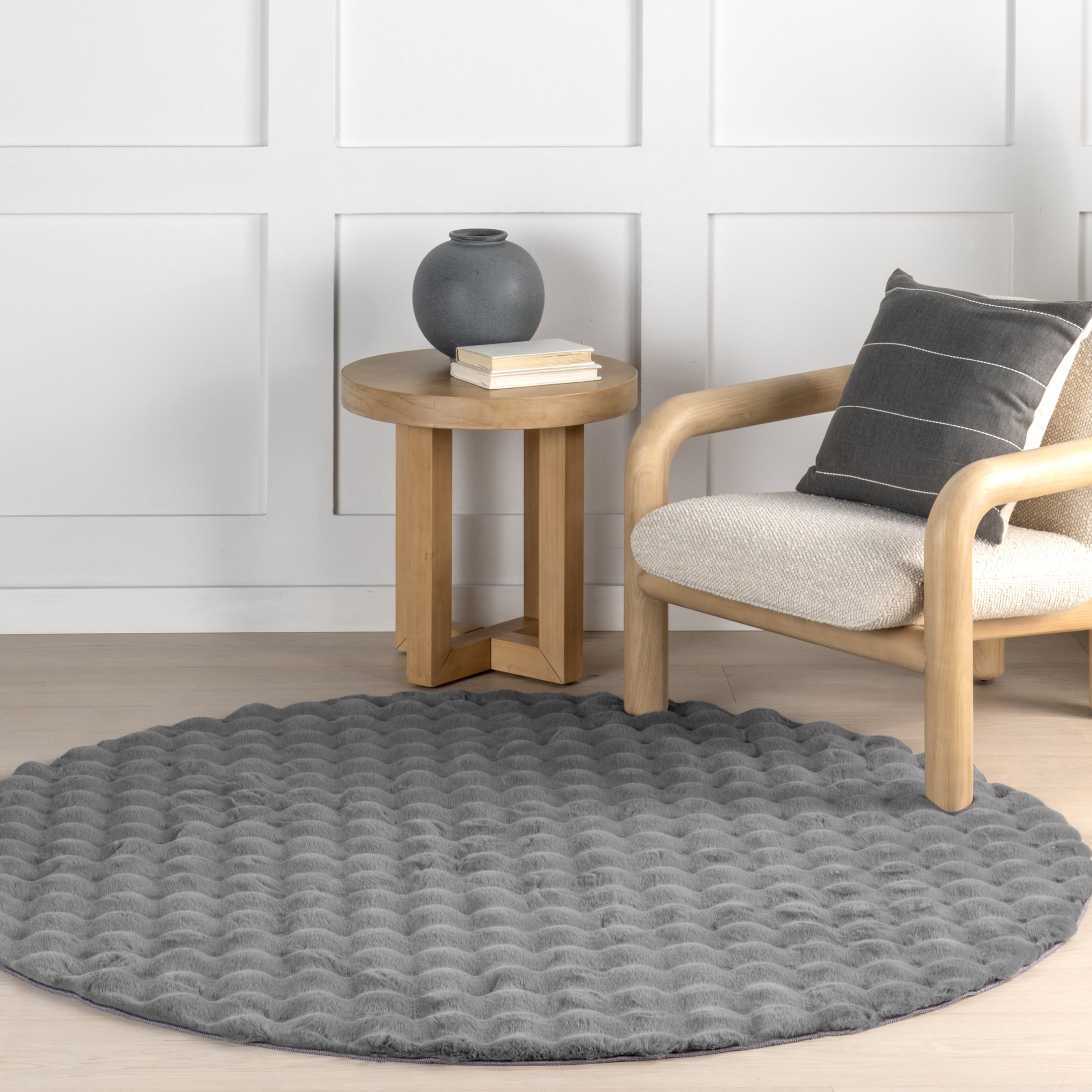 nuLOOM Jeni SuperiorWash Solid Faux Rabbit Machine Washable Area Rug, 6 ...