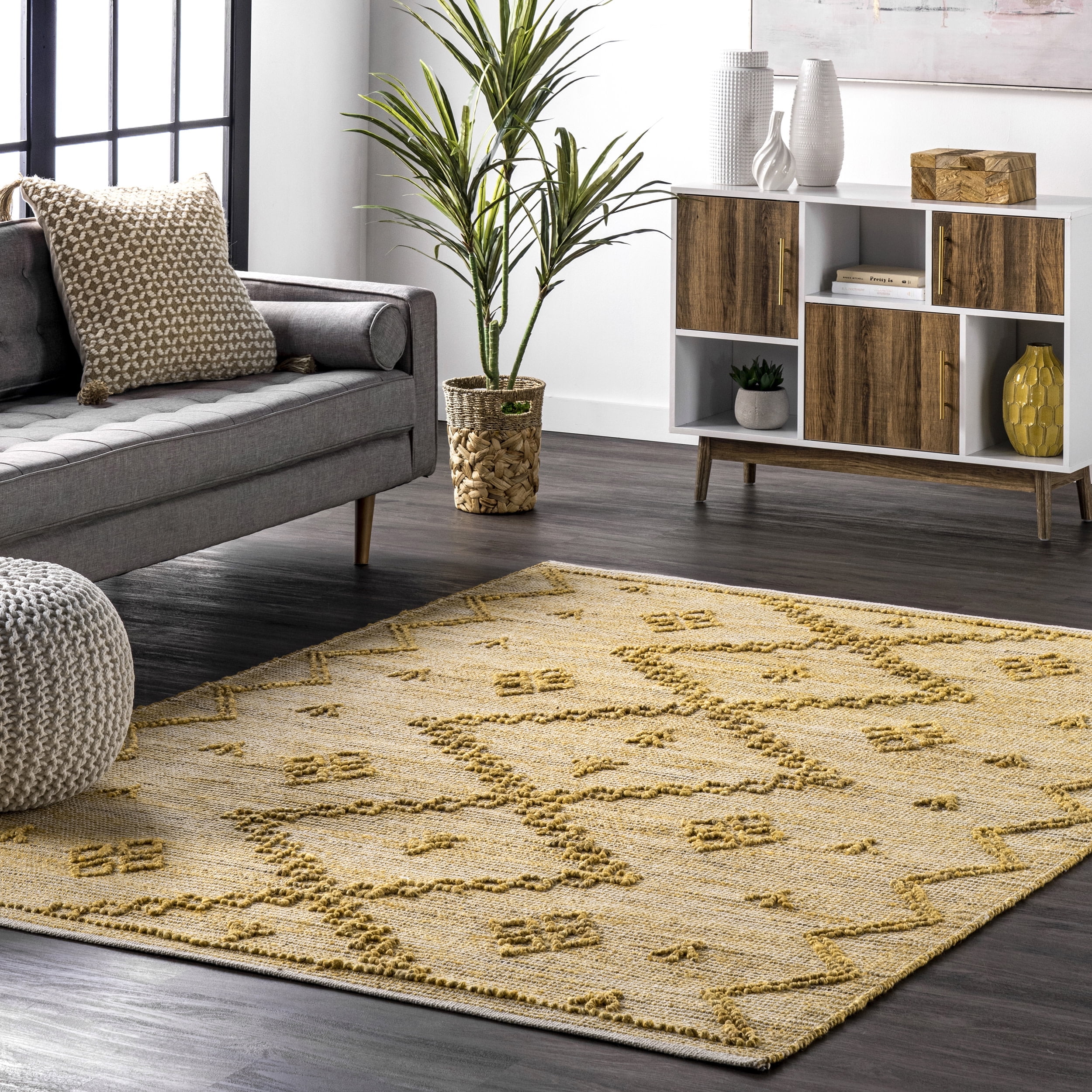 nuLOOM Julianne Handmade High-Low Jute Moroccan Area Rug, 5' x 8 ...