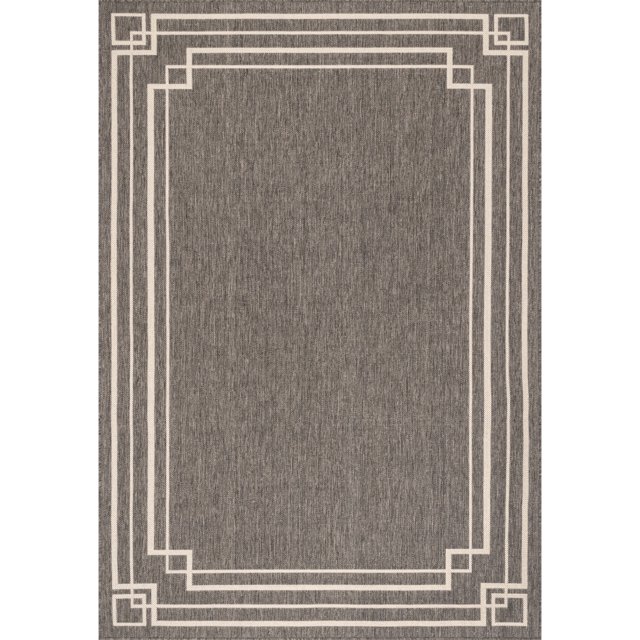 nuLOOM Katalina Simple Border Indoor/Outdoor Area Rug, 6' 7" x 9', Gray ...