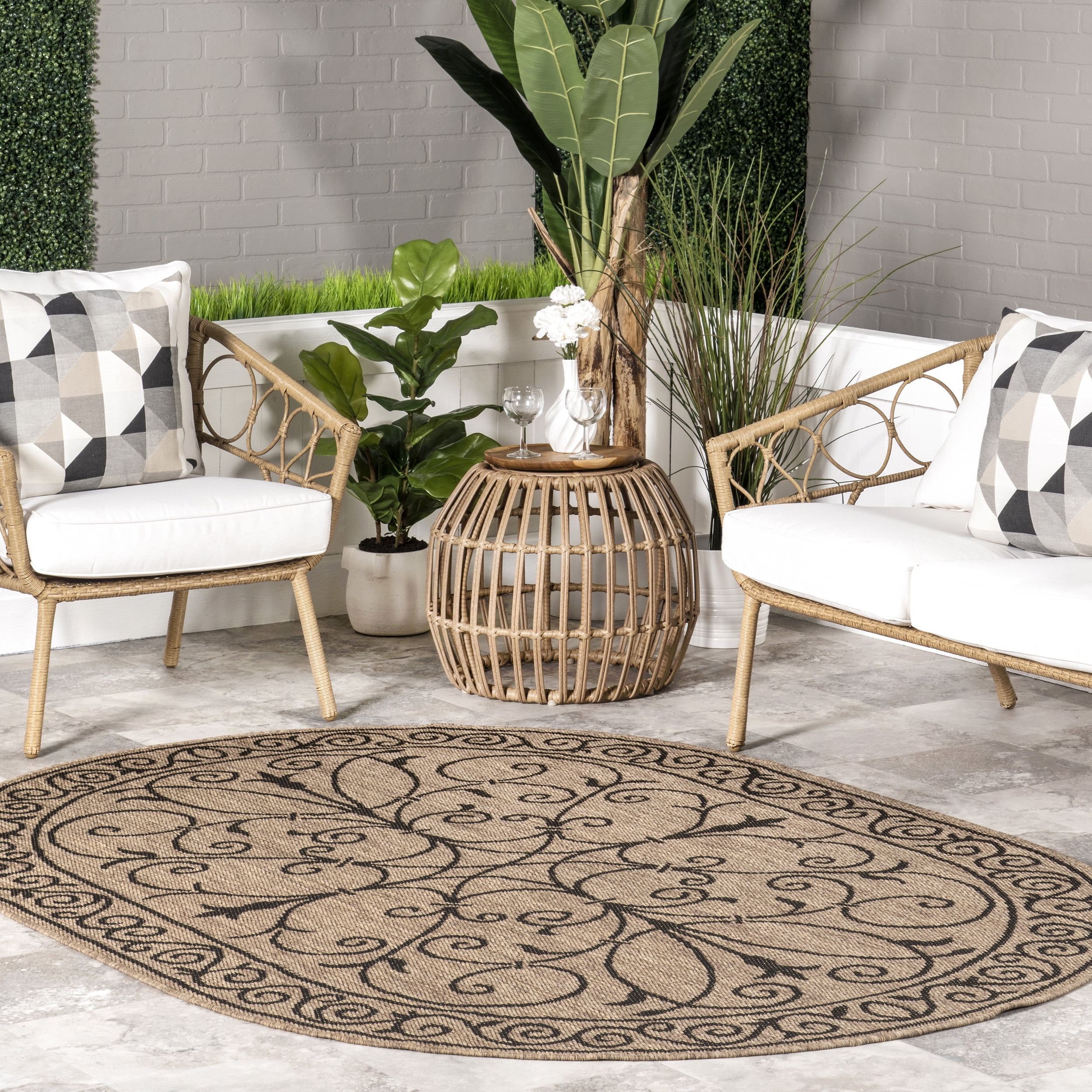 nuLOOM Kathleen Traditional Indoor/Outdoor Area Rug, 5' x 8', Brown ...