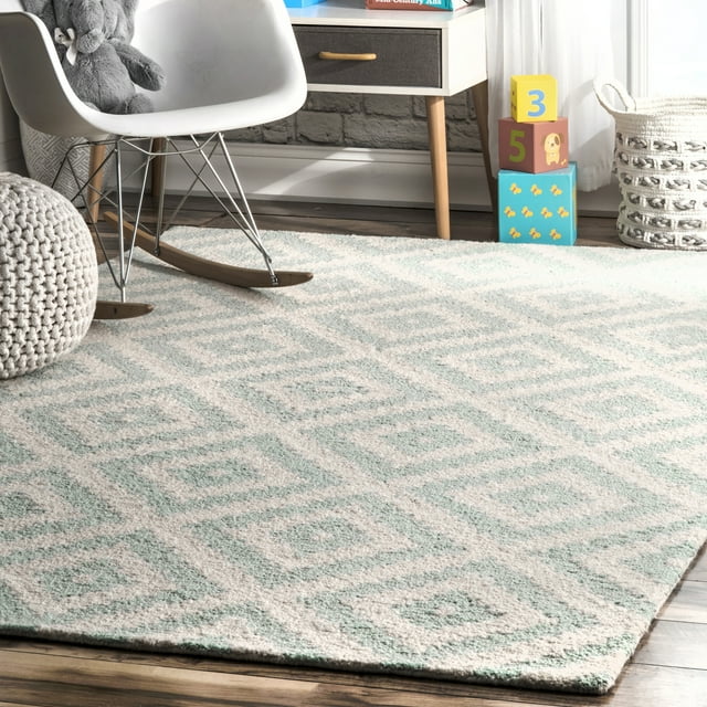 nuLOOM Kellee Contemporary Wool Area Rug, 9' x 12', Aqua - Walmart.com