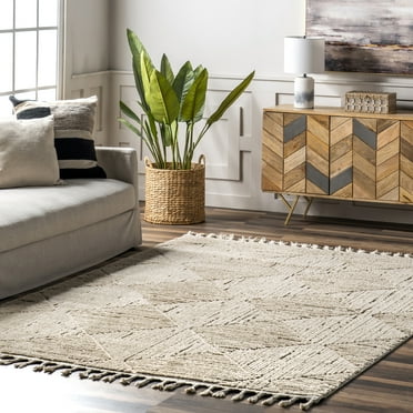 nuLOOM Jolinn Farmhouse Wool and Jute Area Rug, 5' x 8', Natural ...