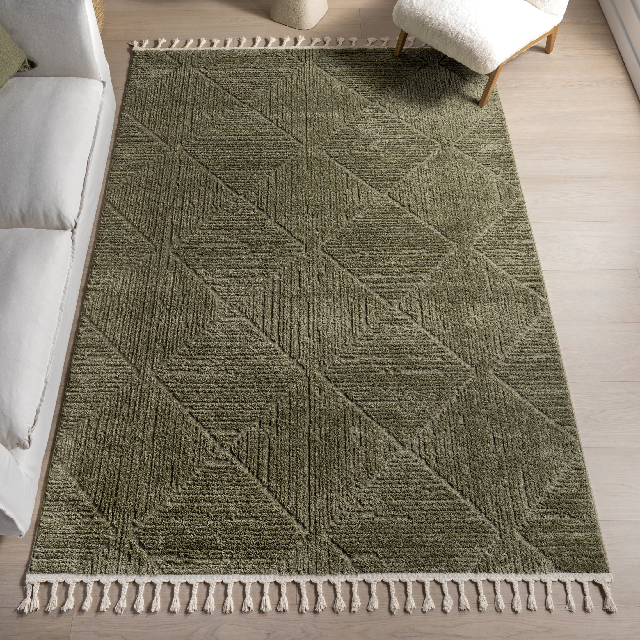 nuLOOM Kerry Textured Geometric Tasseled Area Rug, 6' 7" x 9', Kerry ...