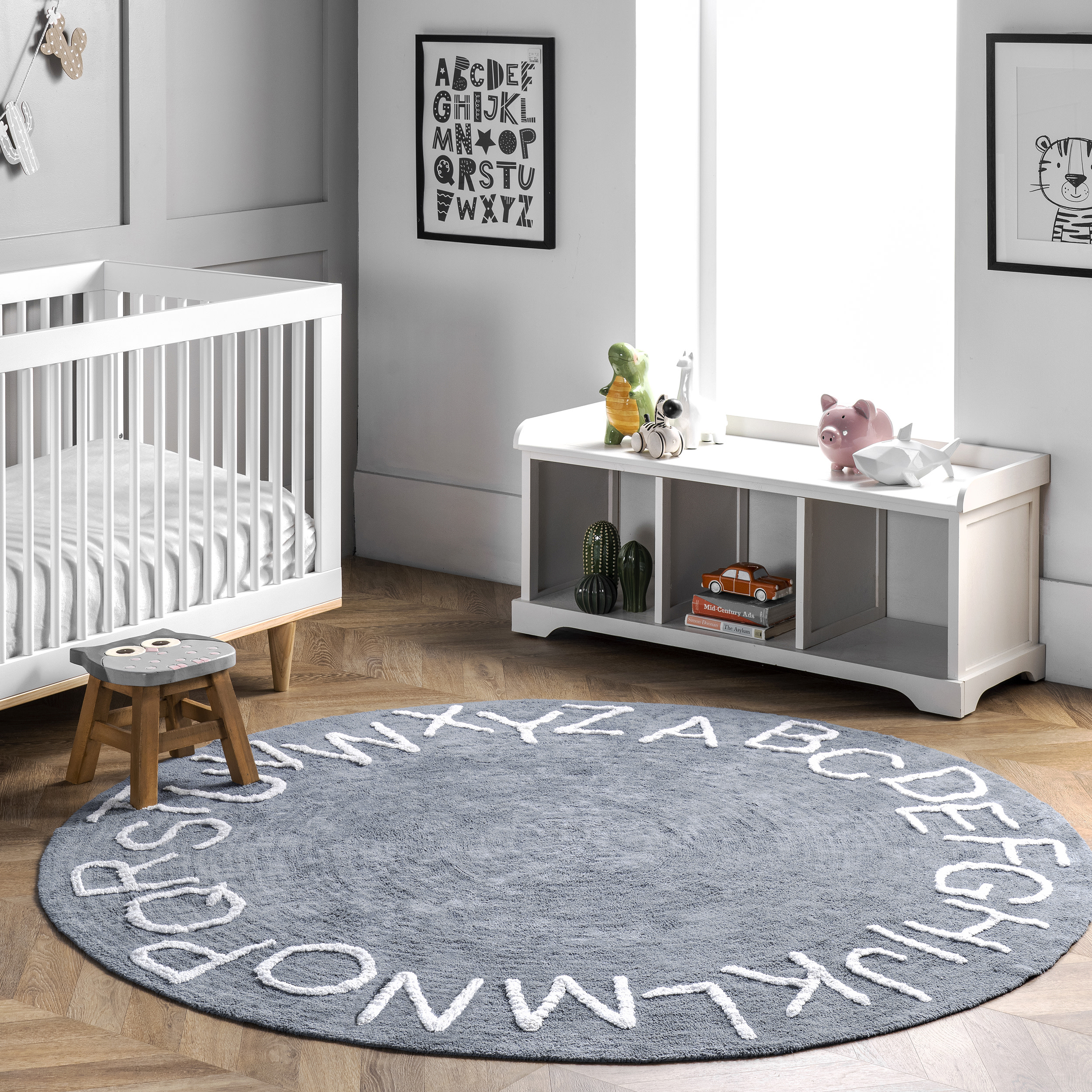 nuLOOM Kids Washable Round Alphabet Area Rug, 6', Ivory - Walmart.com