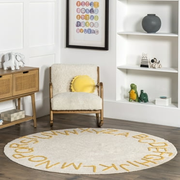 nuLOOM Kids Washable Round Alphabet Area Rug, 6', Ivory - Walmart.com