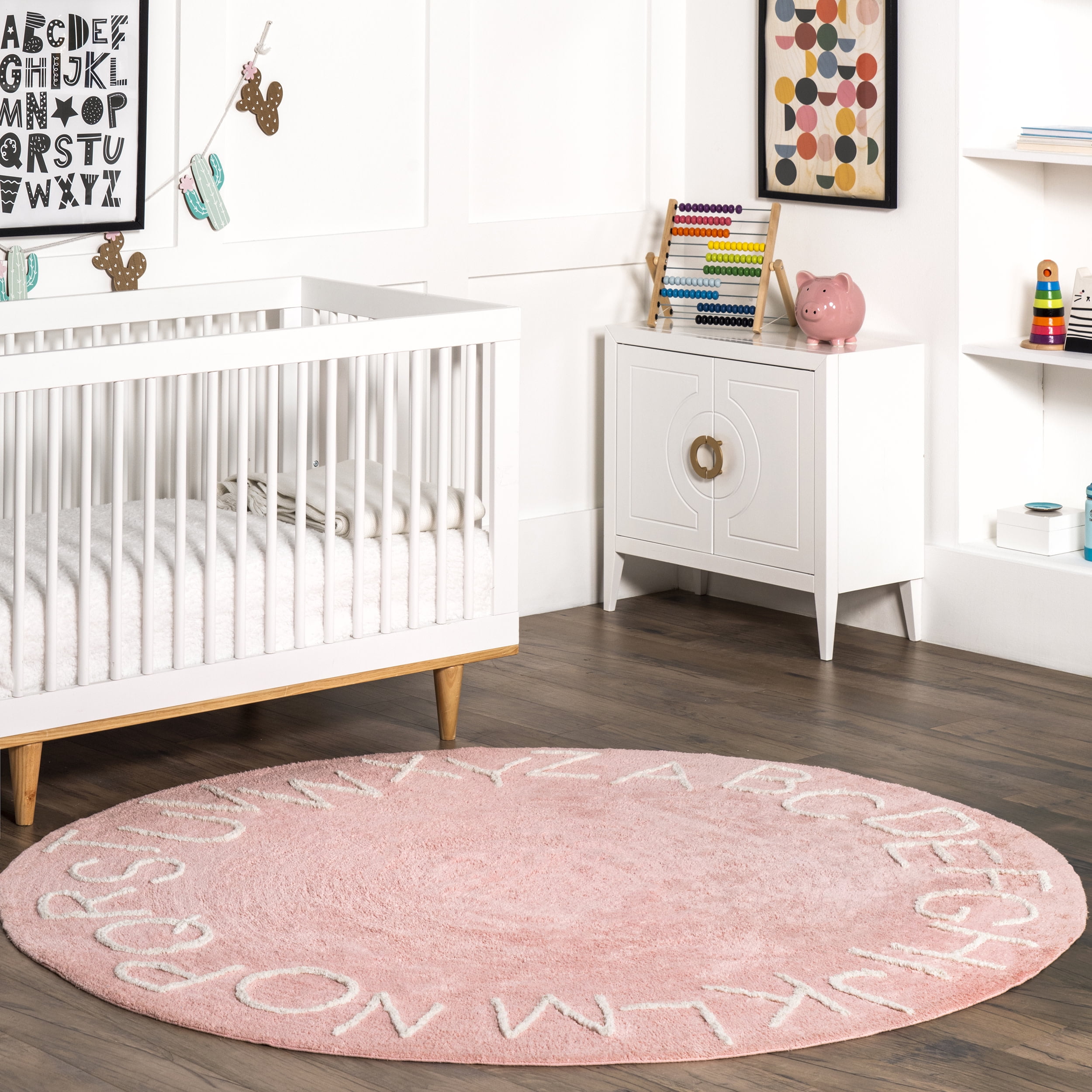 nuLOOM Kids Washable Round Alphabet Rug, 6', Pink - Walmart.com
