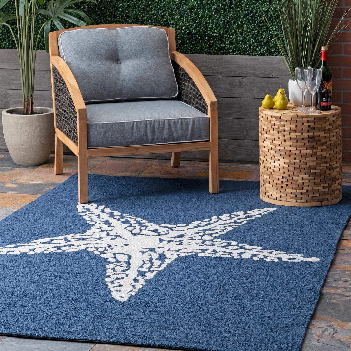 nuLOOM Layne Nautical Hand Hooked Blue Area Rug, 5 x 8 inch, Durable ...