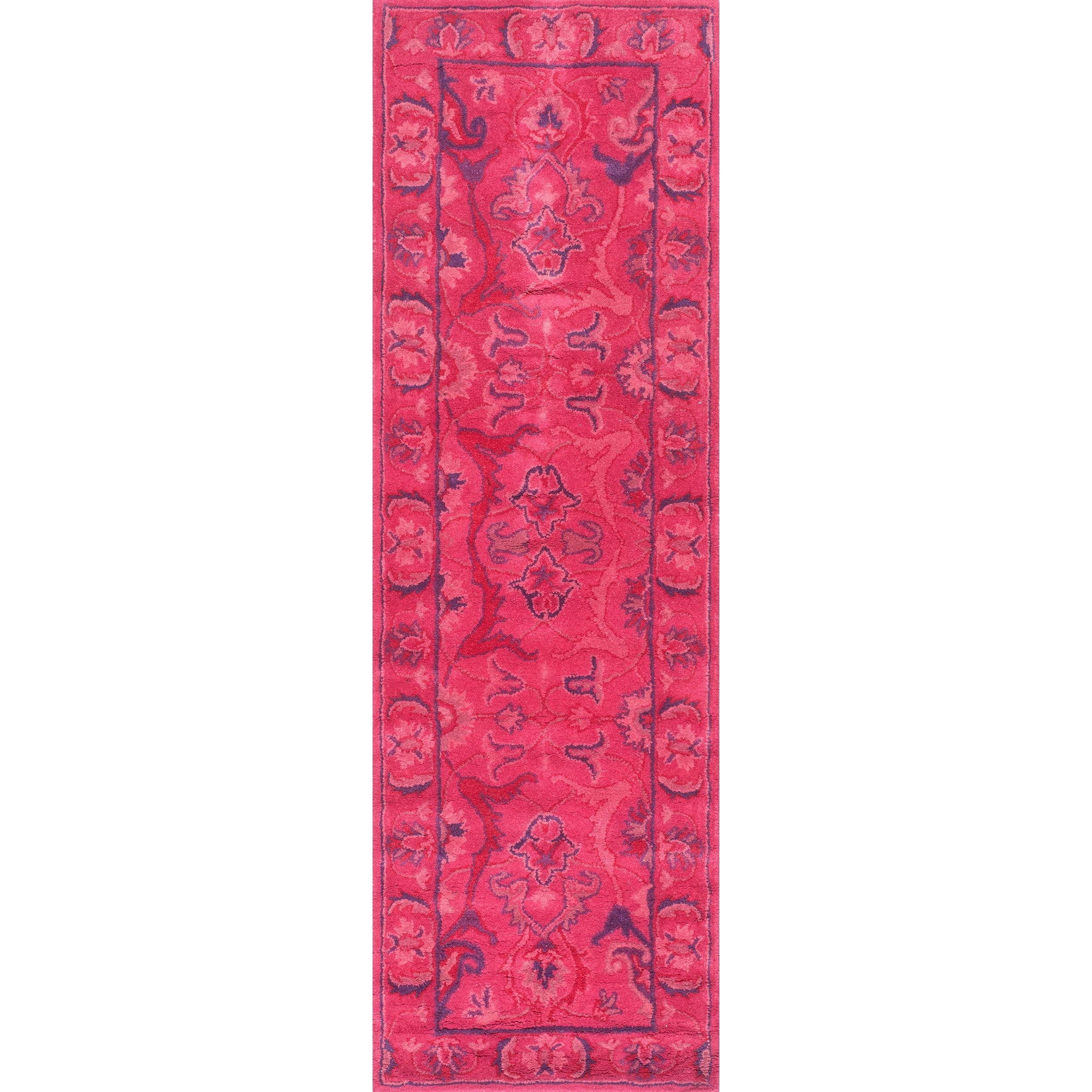 nuLOOM Leaflet Fountain Boho Wool Runner Rug, 2' 6" x 10', Pink ...