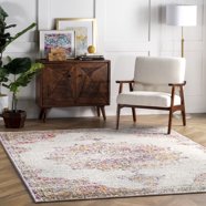 "nuLOOM Konya Vintage Floral Medallion Flatweave Pink Area Rug, 7' 6 ...