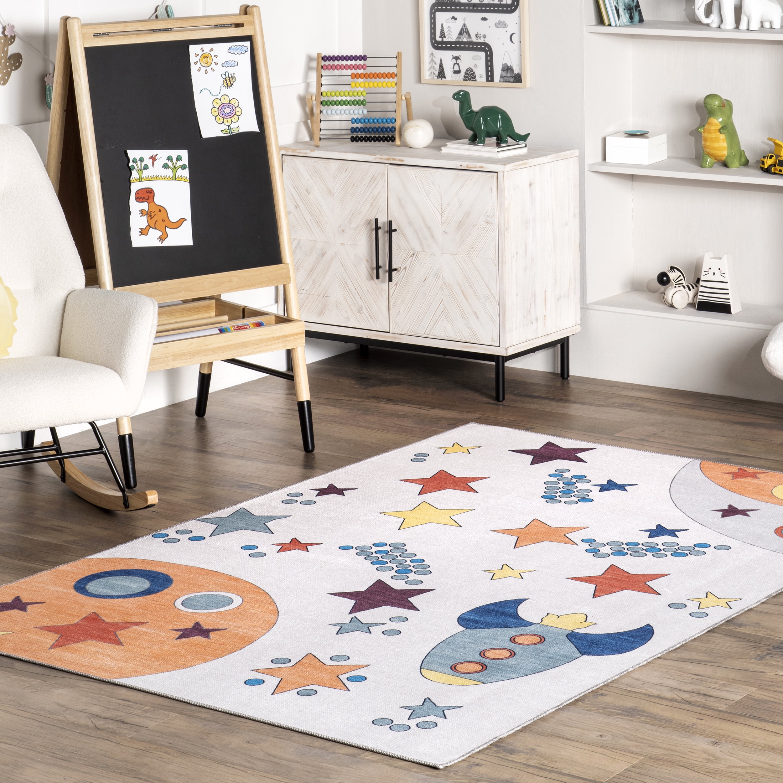 nuLOOM Leonie Outer Space Machine Washable Kids Area Rug, 4' x 6 ...