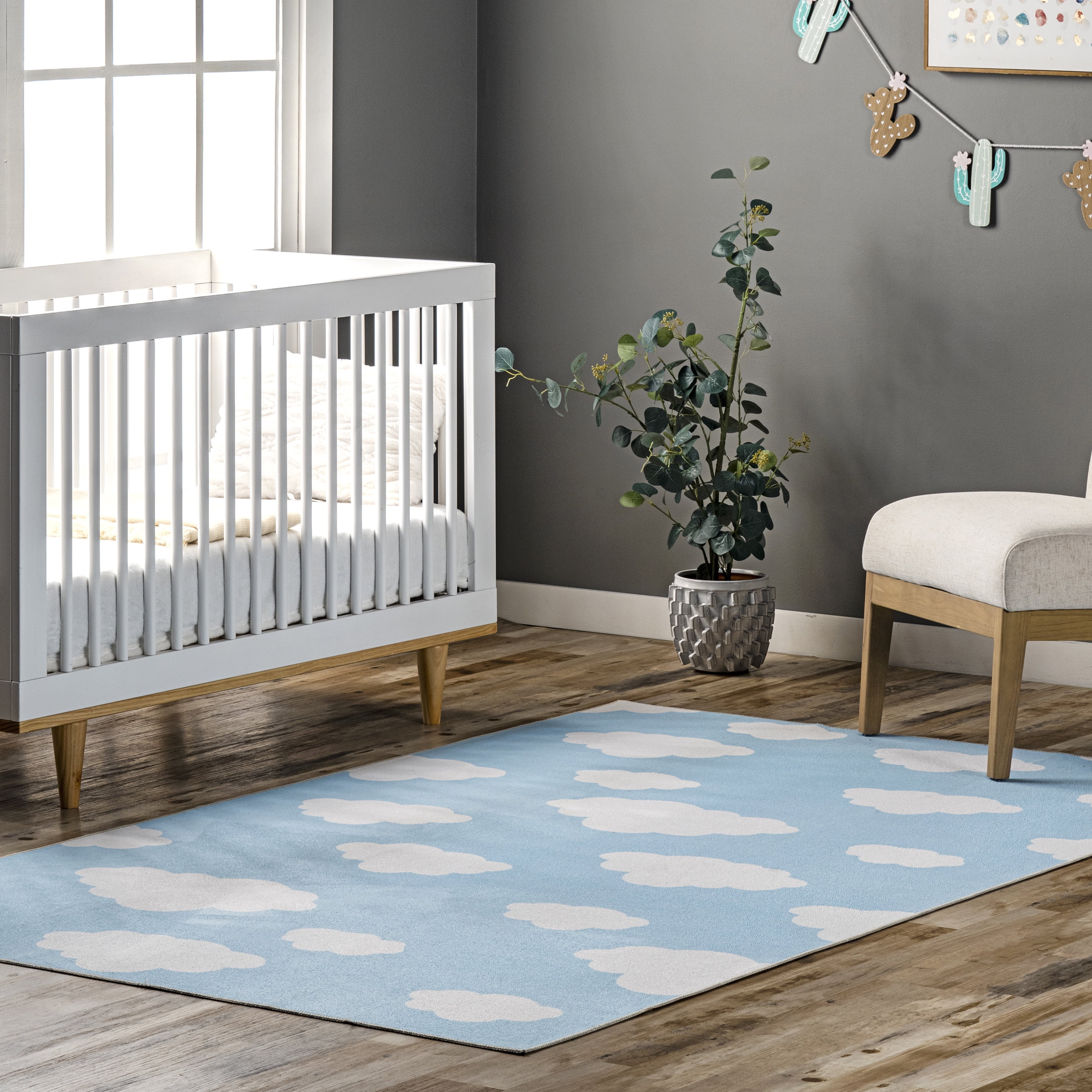 nuLOOM Lilia Machine Washable Kids Cloud Area Rug, 8' x 10', Light Blue ...