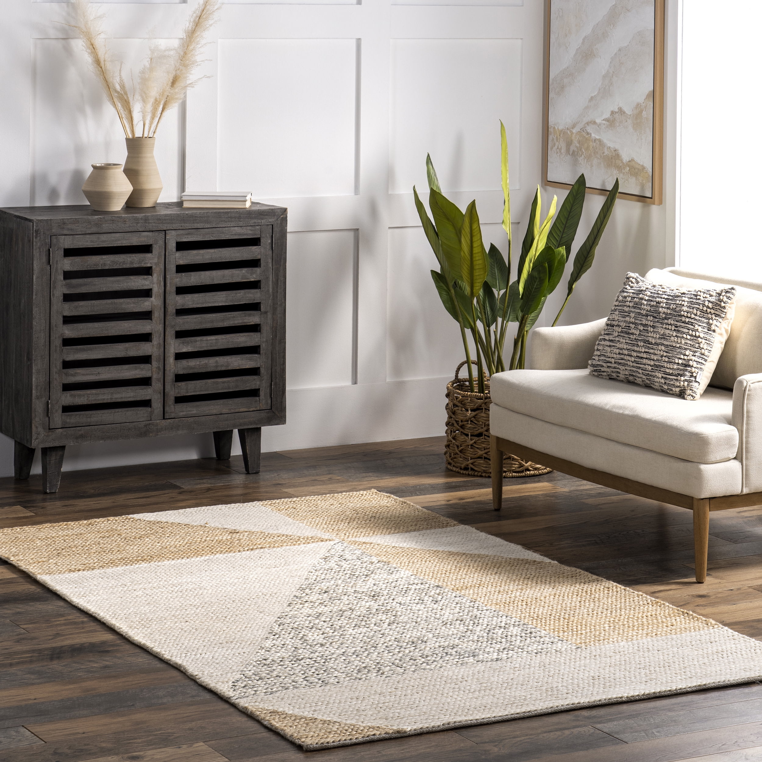 nuLOOM Lynell Abstract Geometric Jute Area Rug, 8' x 10', Ivory ...