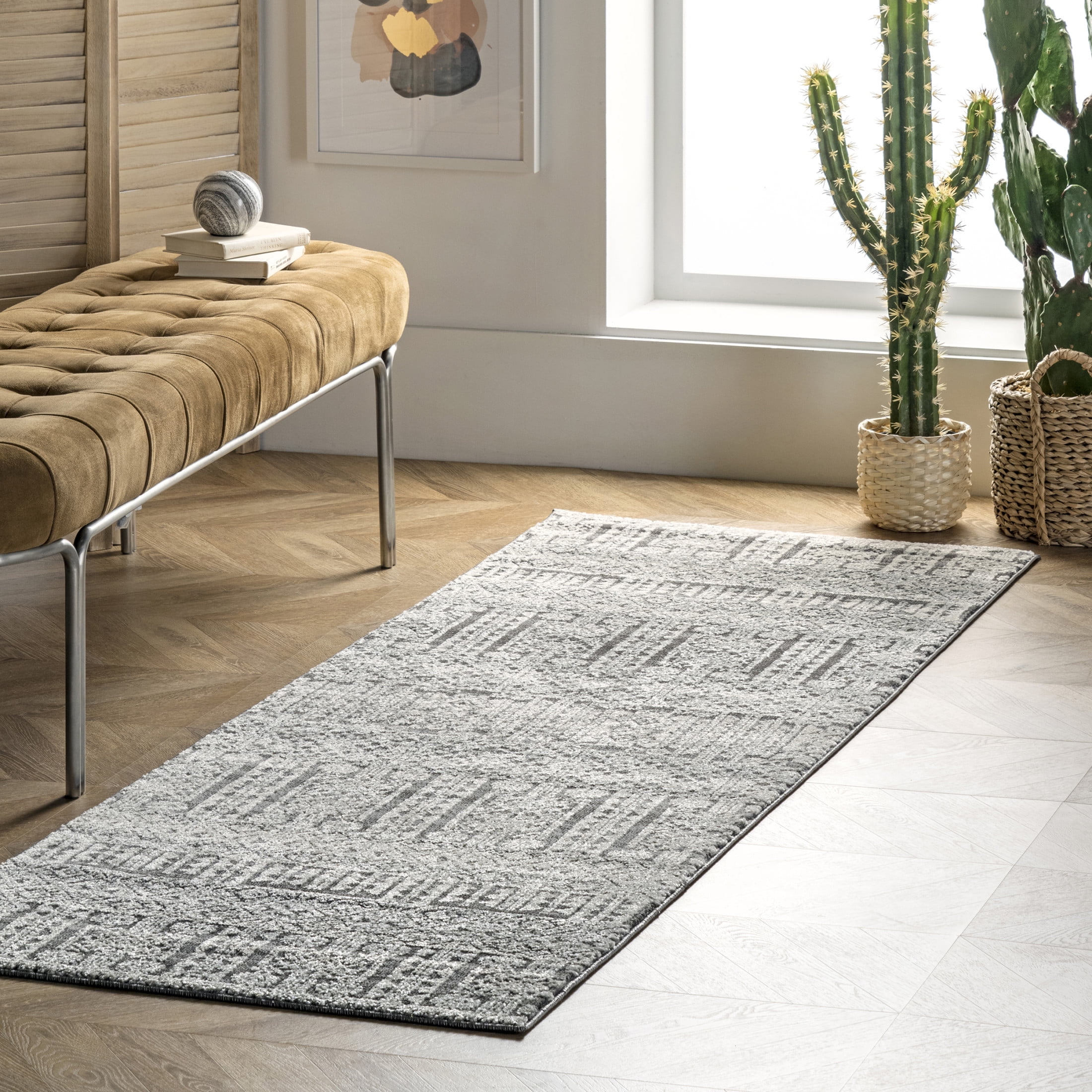 nuLOOM Mabe Geometric Aztec Area Rug, 2' 8" x 8', Runner, Mabe Ivory ...