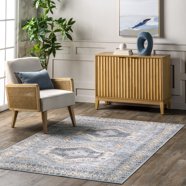 SAFAVIEH Natural Fiber Zoolander Geometric Jute Area Rug, Royal Blue ...