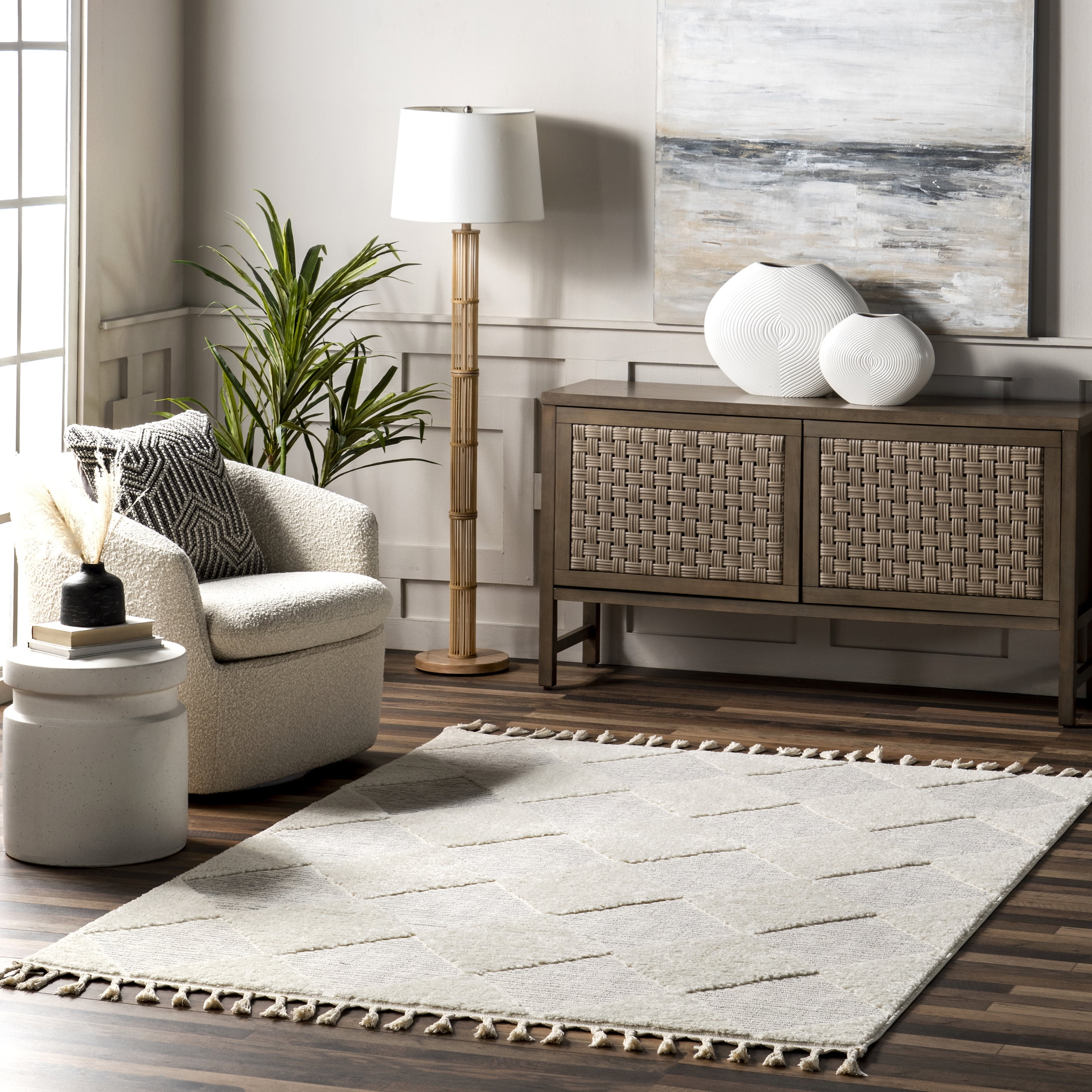 nuLOOM Marissa High/Low Diamond Tassel Area Rug, 2' 8" x 8', Runner ...