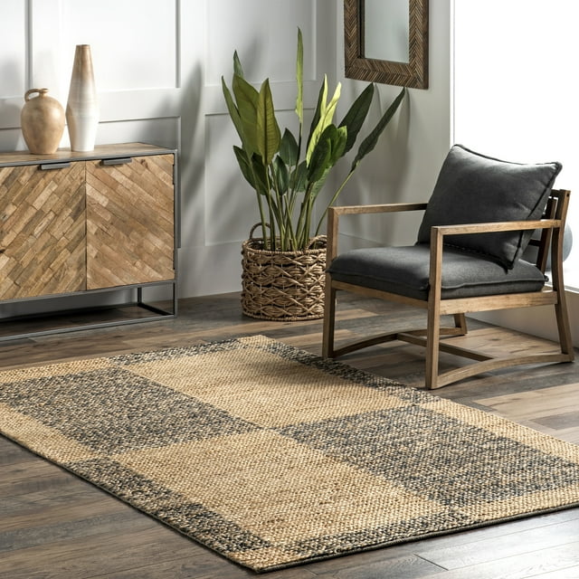 nuLOOM Michaela Abstract Checkered Jute Area Rug, 5' x 8', Natural ...