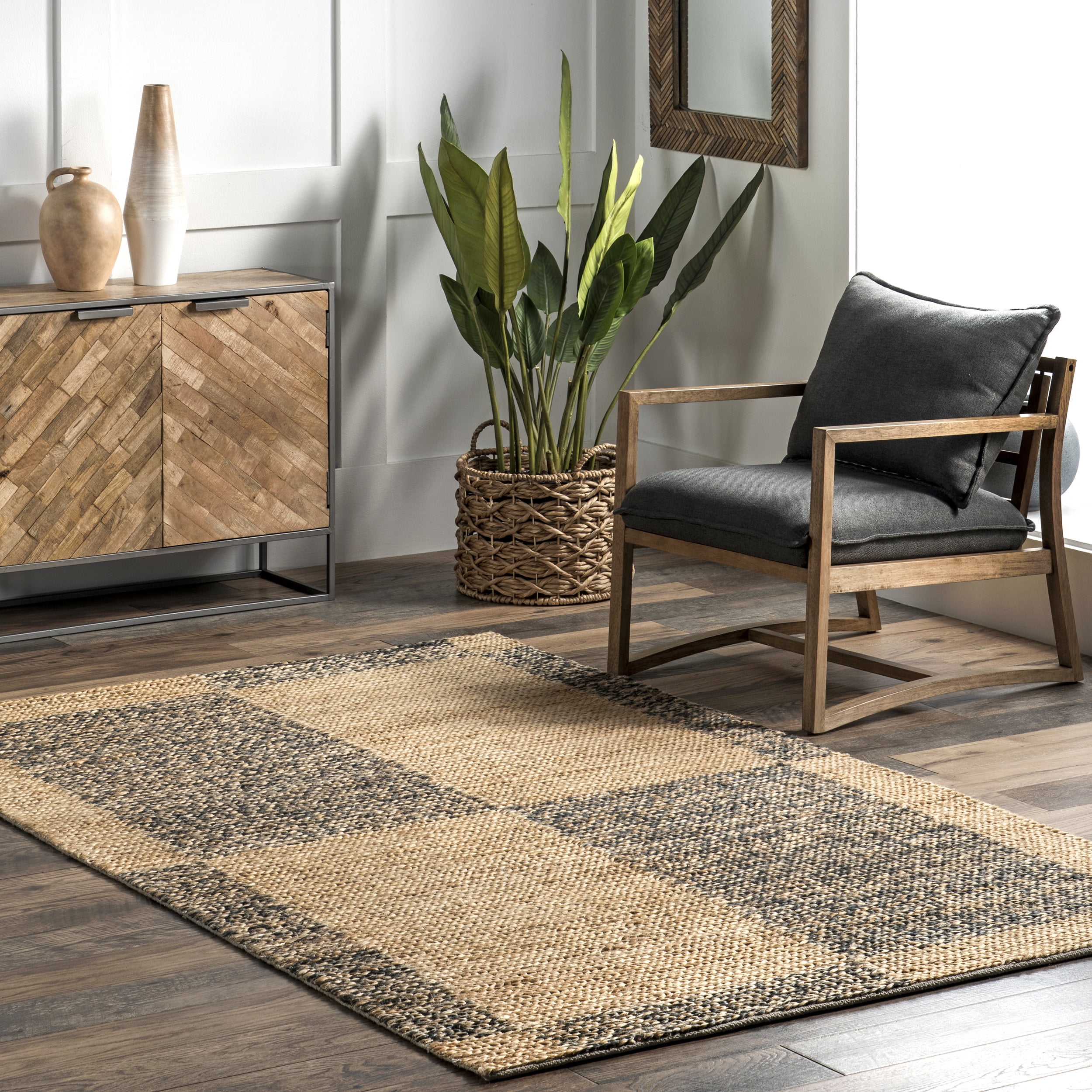 nuLOOM Michaela Abstract Checkered Jute Area Rug, 8' x 10', Natural ...