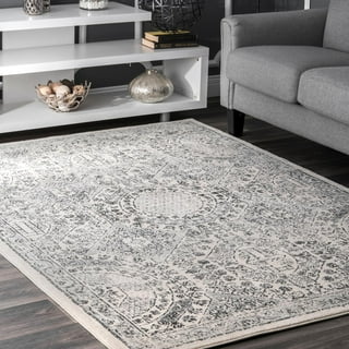 Freida FY40A Cloudy Grey Vintage Farmhouse Light Gray Area Rug, 2'6"x8 ...