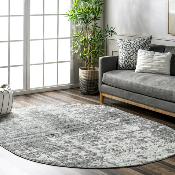 nuLOOM Deedra Modern Abstract Area Rug, 4' x 6', Oval, Deedra Grey ...