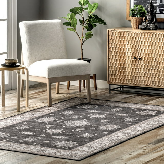 nuLOOM Mollie Machine Washable Traditional Border Area Rug, 5' x 8 ...