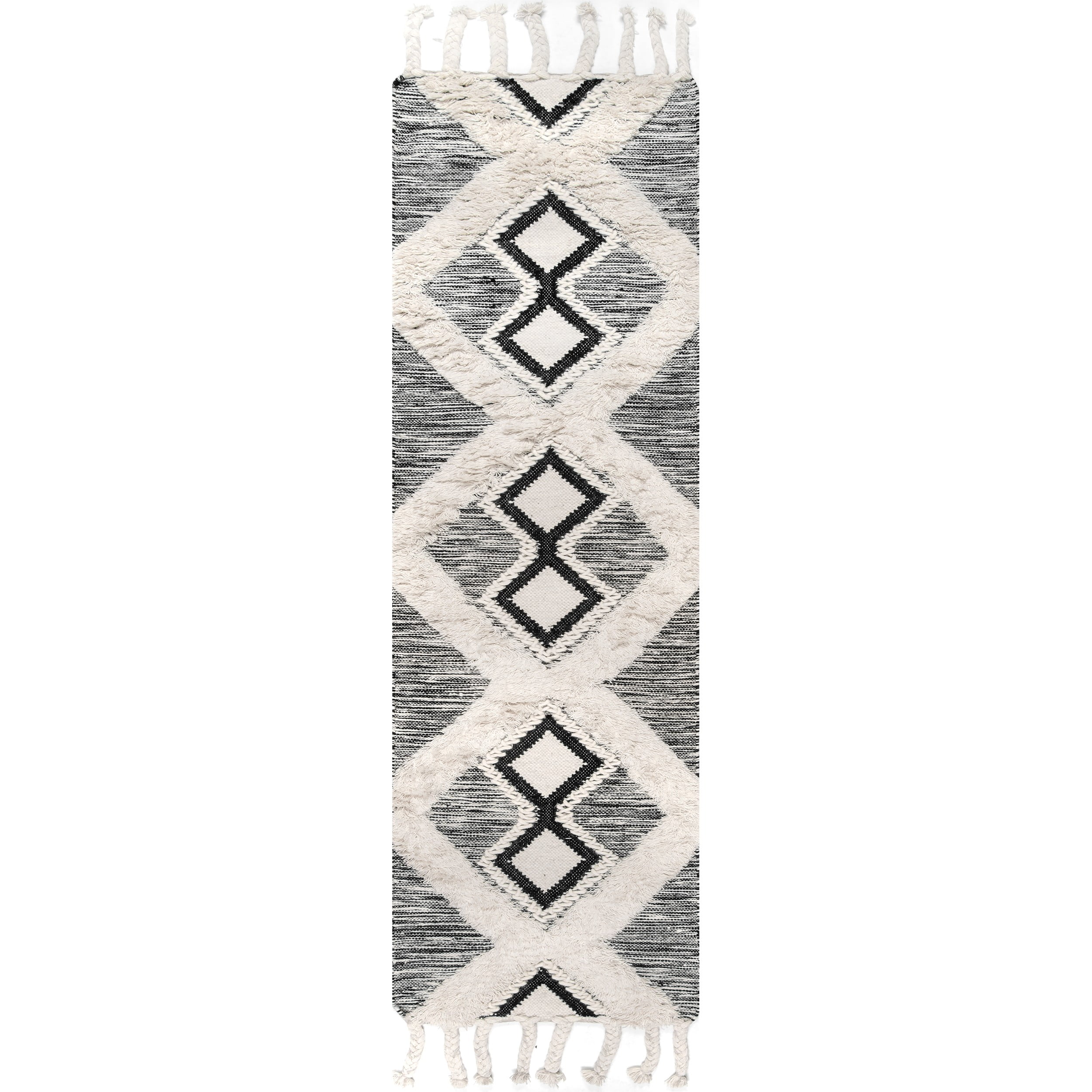 nuLOOM Mona Shaggy Helix Diamonds Runner Rug, 2' 6" x 6', Gray ...