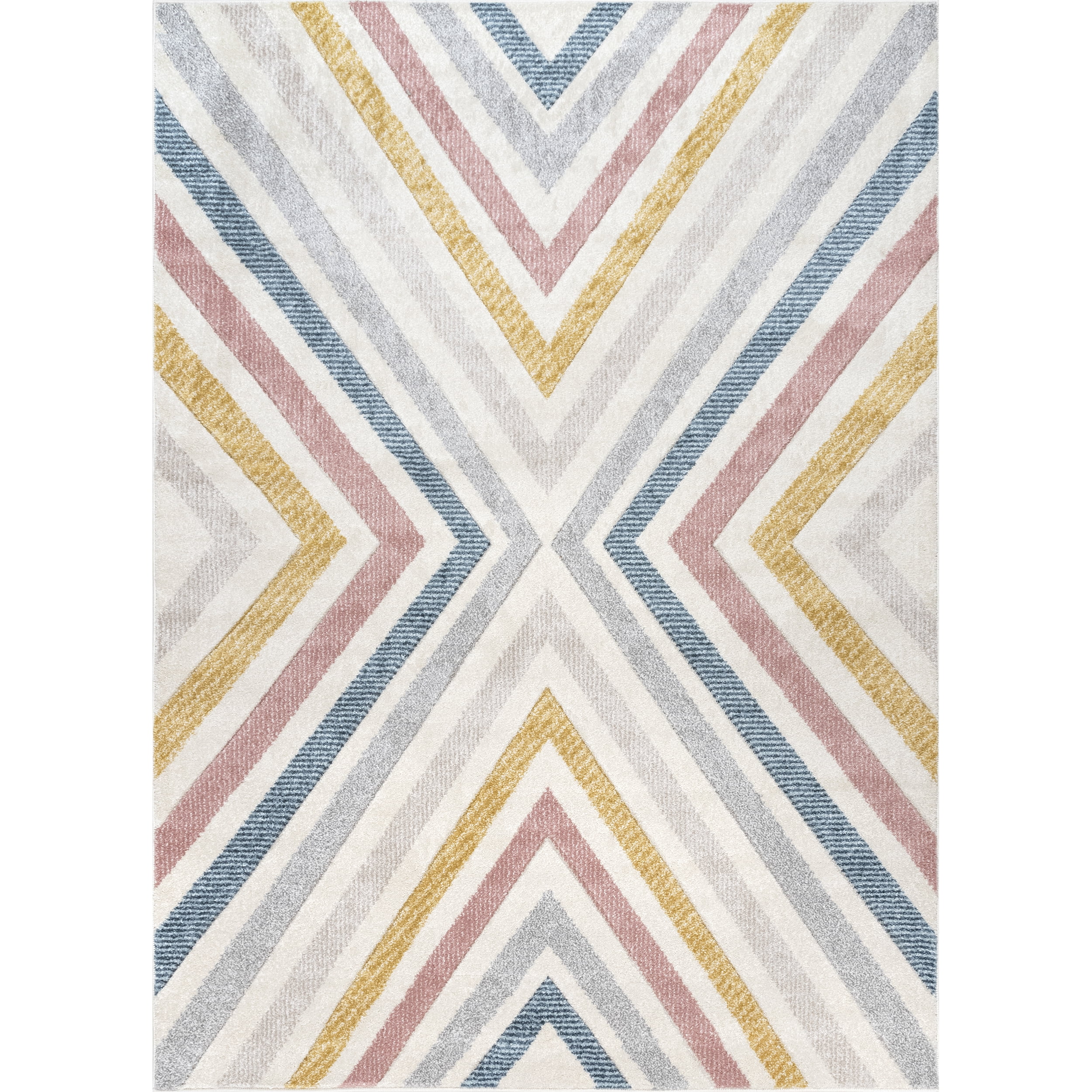 nuLOOM Neveah Contemporary Chevron Area Rug, 6' 7" x 9', Beige ...