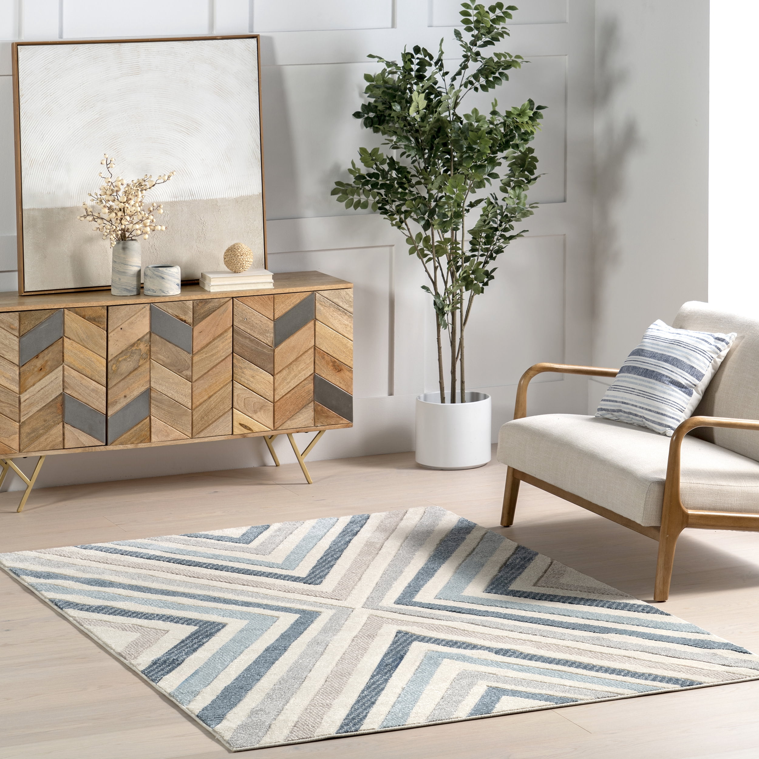 nuLOOM Neveah Contemporary Chevron Area Rug, 7' 10" x 10', Blue ...