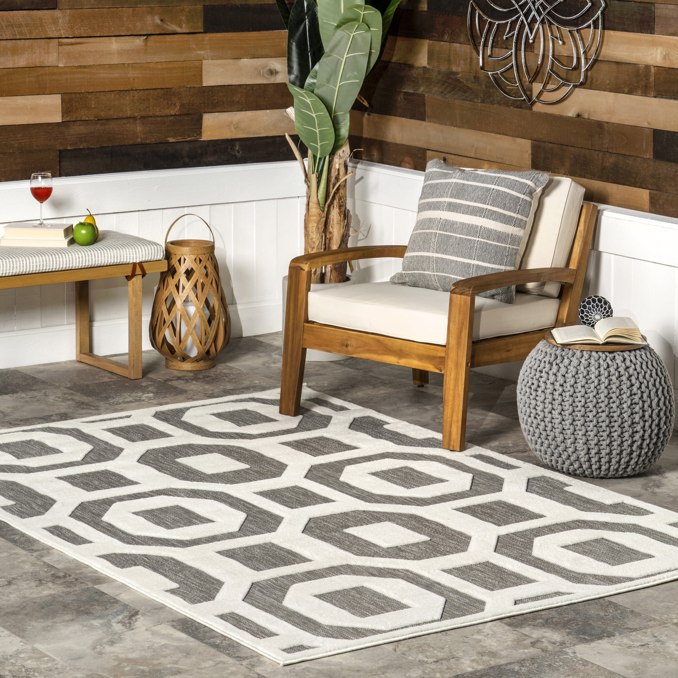nuLOOM Nicola Transitional Bars Indoor/Outdoor Area Rug, 5' 3" x 7' 7 ...