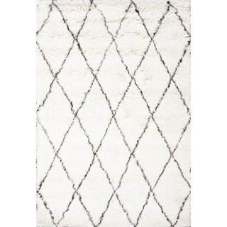 SAFAVIEH Daley Geometric Plush Shag Area Rug, Beige/Ivory, 4' x 6 ...