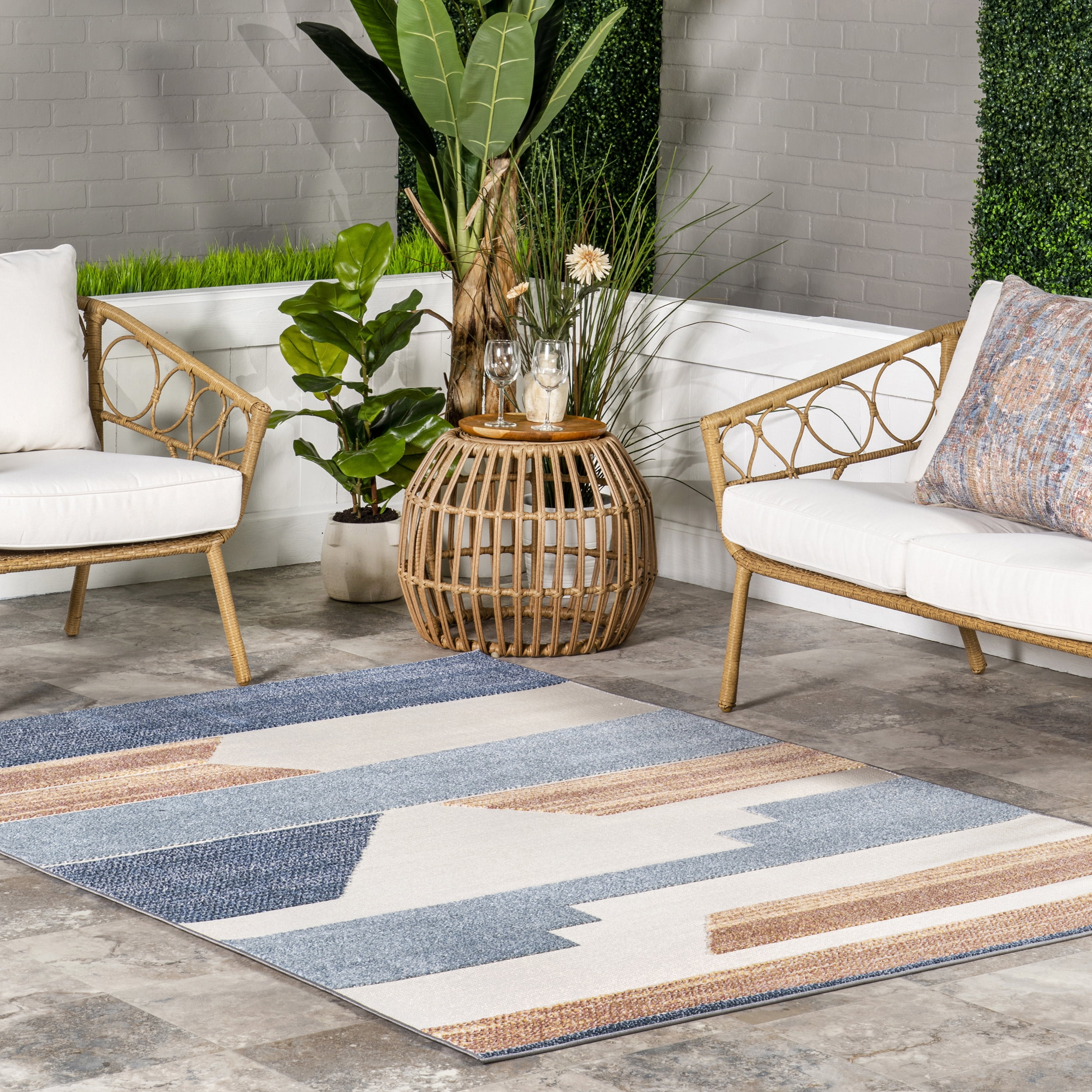 nuLOOM Oaklyn Contemporary Indoor/Outdoor Area Rug, 4' x 6', Beige ...
