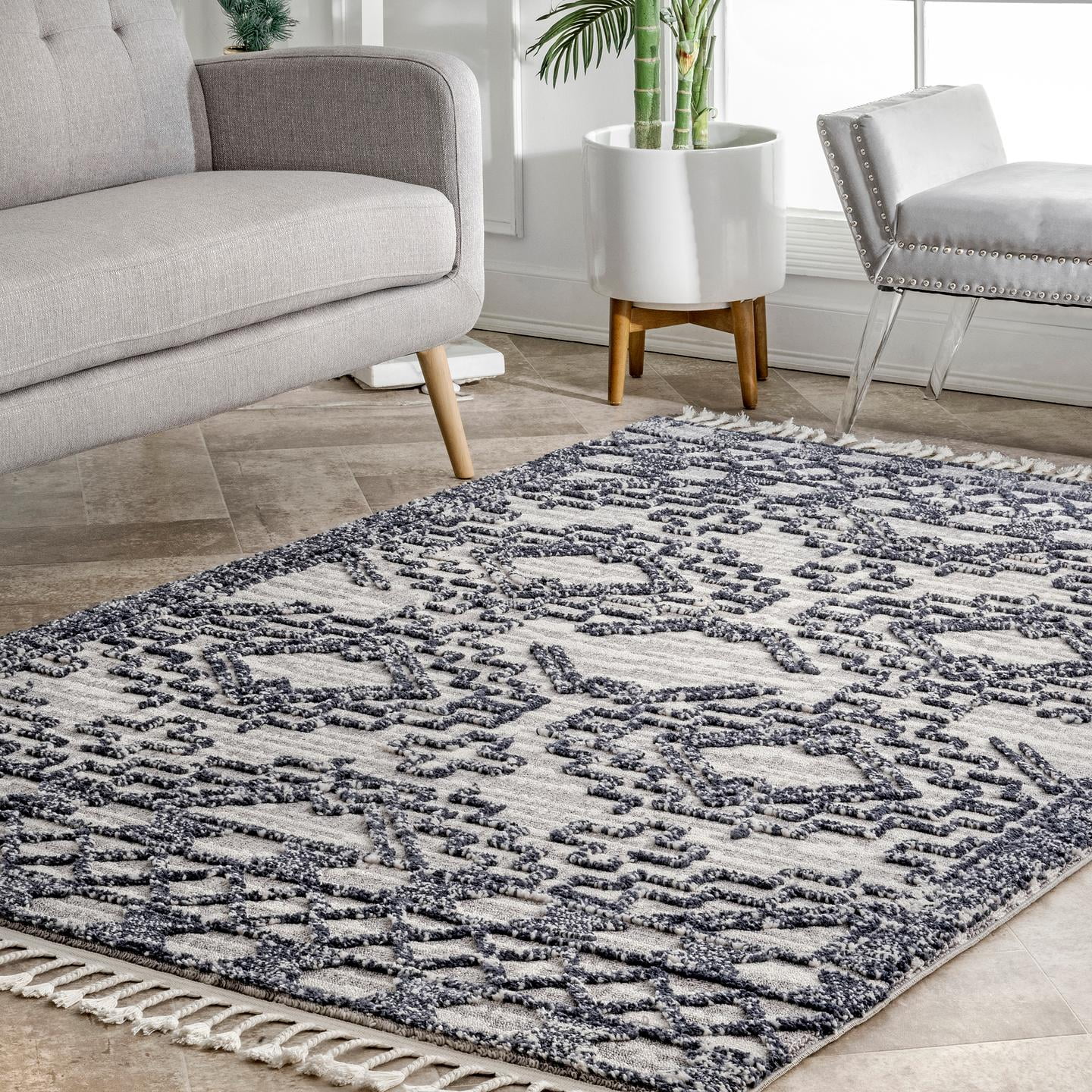 nuLOOM Opal Diamond Area Rug, 5' 3" x 7' 7", Blue - Walmart.com