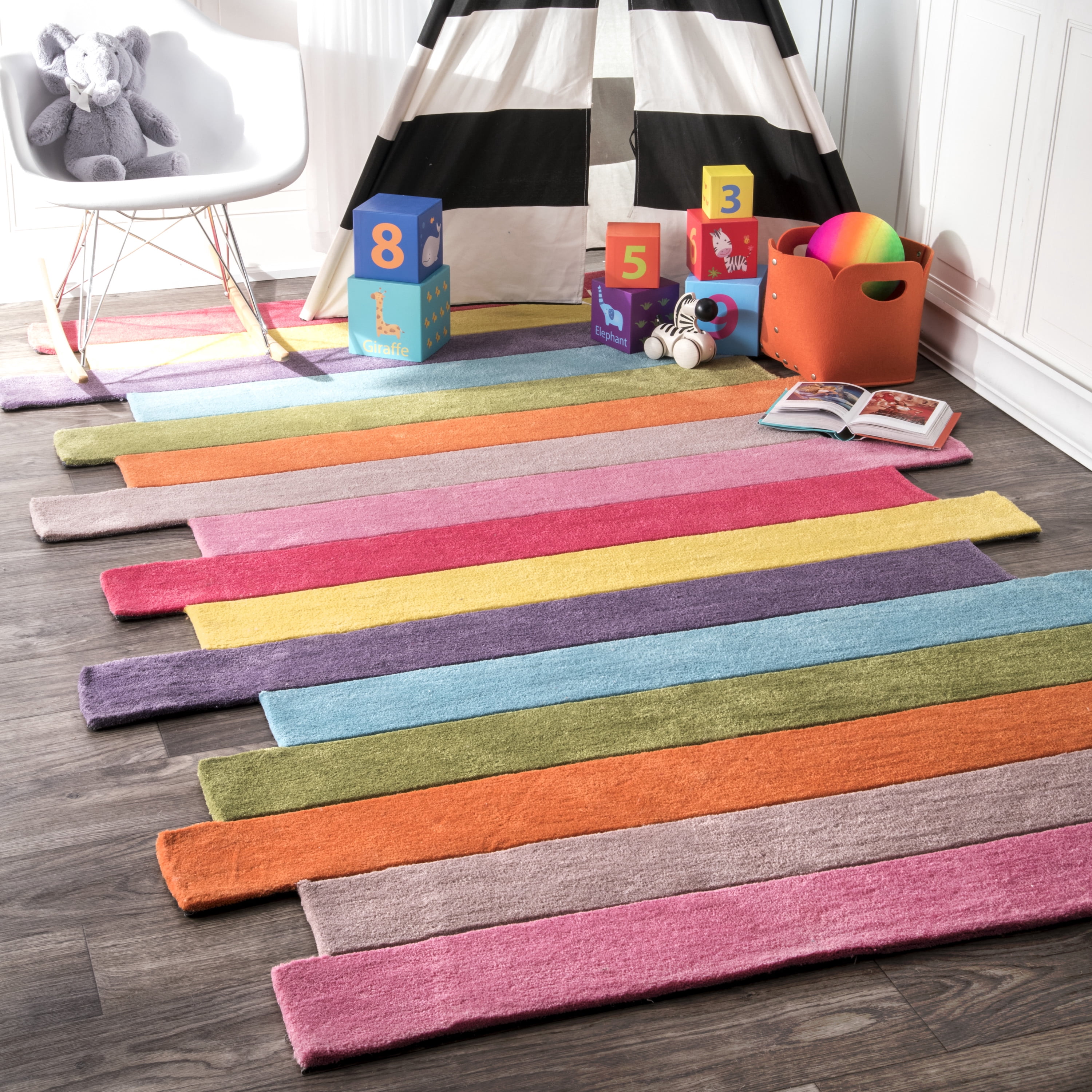 nuLOOM Pantone Colorful Stripes Kids Accent Rug, 3' x 5', Multi ...