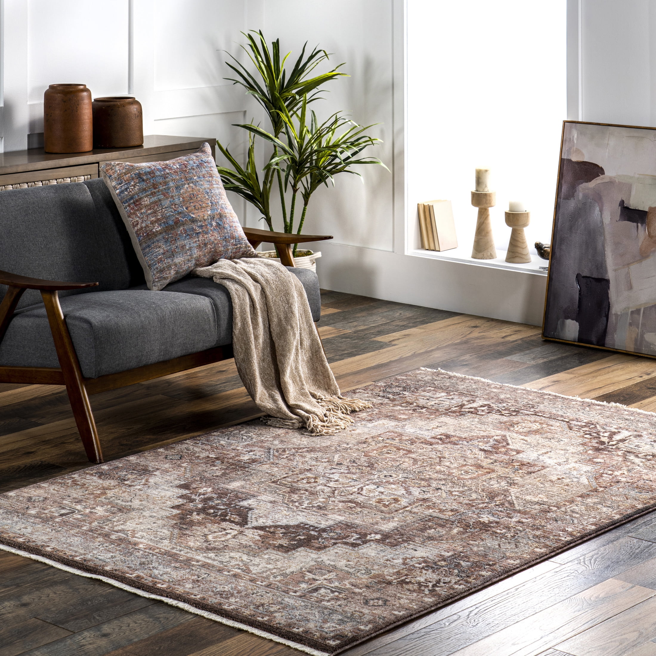 nuLOOM Philippa Traditional Medallion Fringe Area Rug, 4' x 5' 10 ...