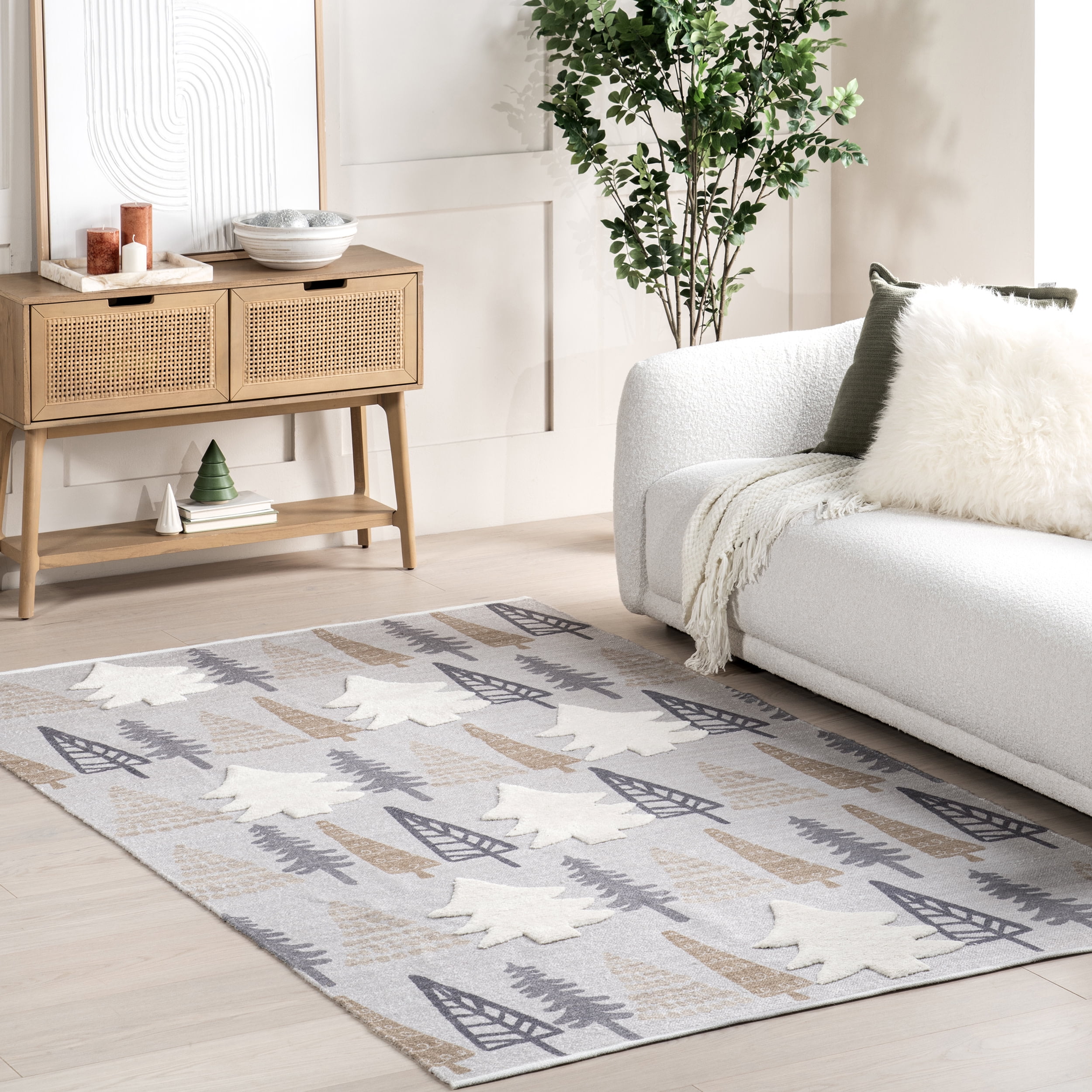 nuLOOM Quincy High-Low Winter Forest Area Rug, 5' x 8', Beige - Walmart.com