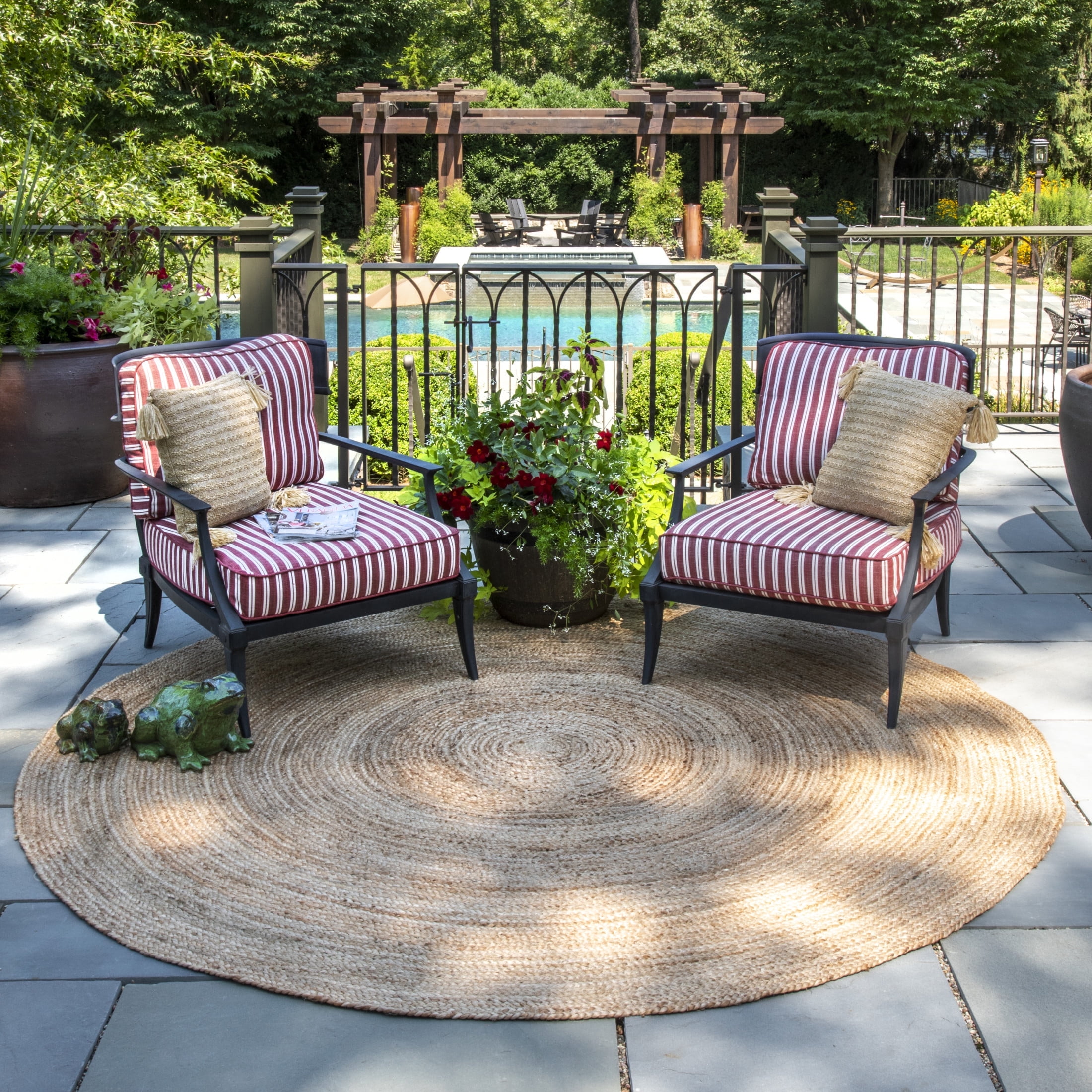 nuLOOM Rigo Hand Woven Farmhouse Jute Area Rug, 7' Round, Natural ...