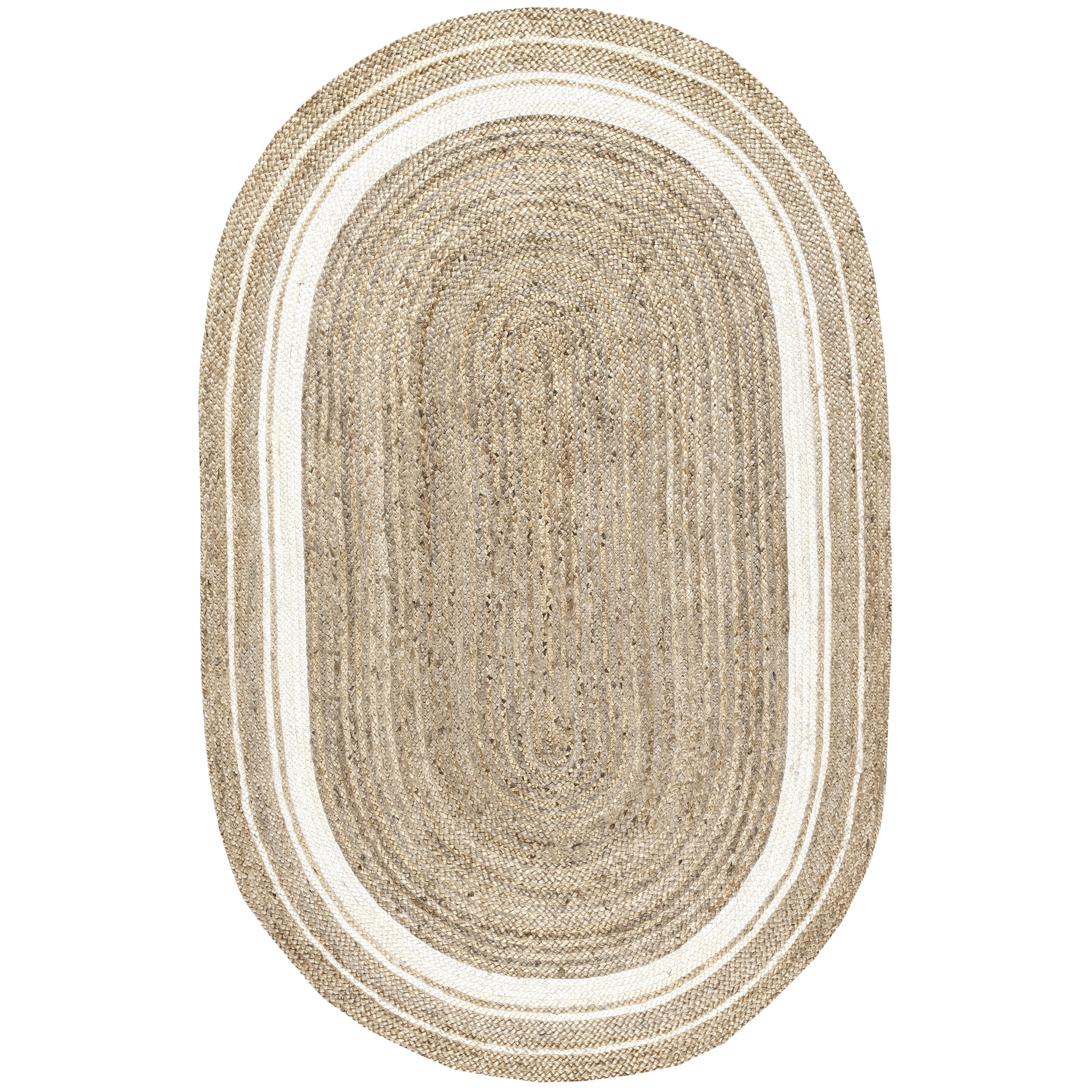nuLOOM Rikki Braided Border Jute Area Rug, 5' x 8', Off White - Walmart.com