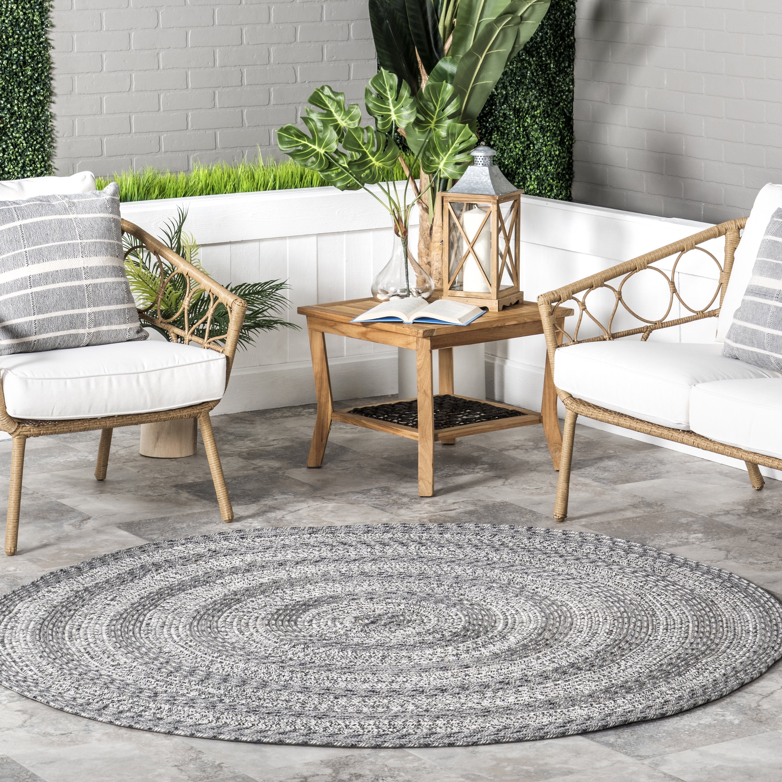 nuLOOM Rowan Braided Texture Indoor/Outdoor Area Rug, 8', Gray ...