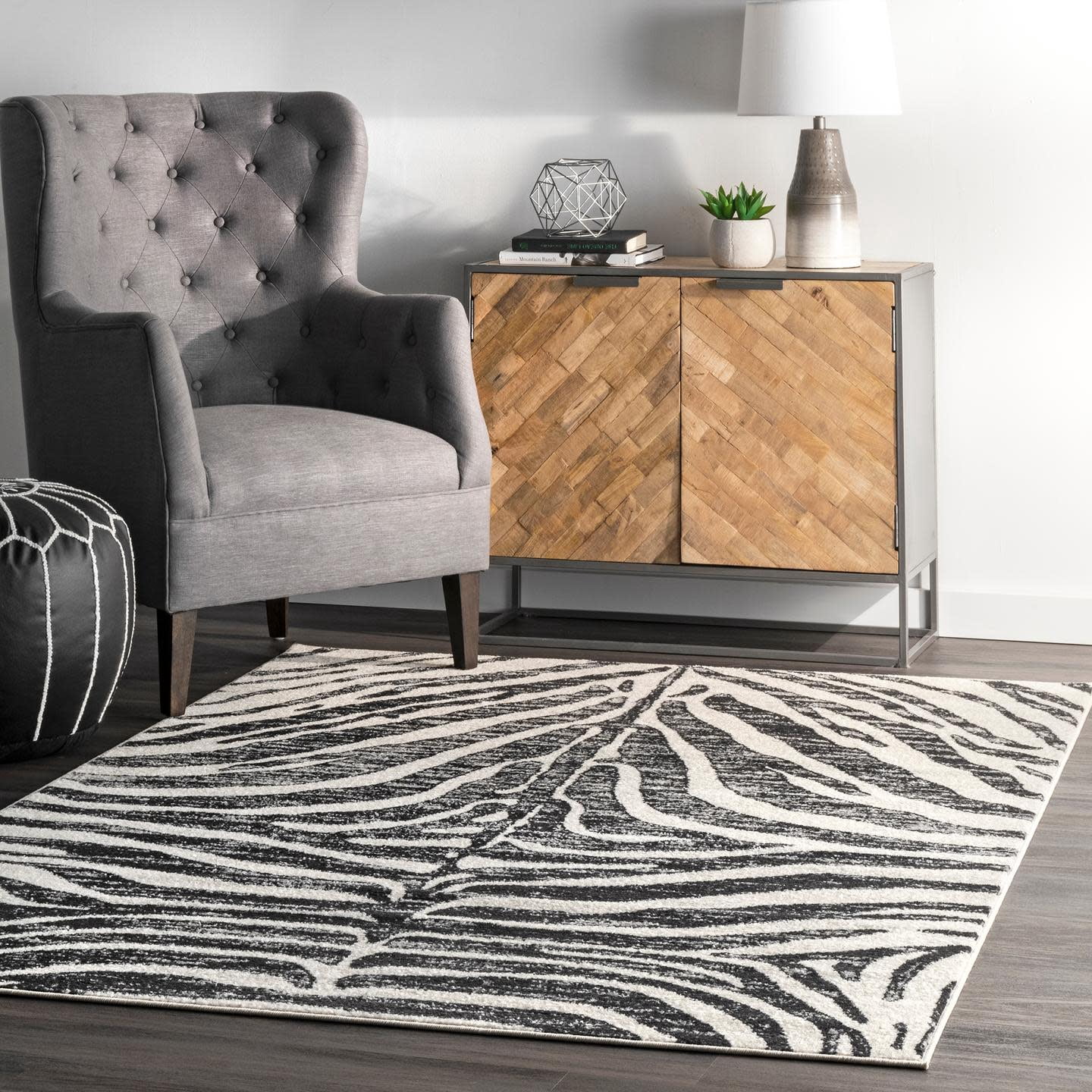 nuLOOM Style Large Black Jute Print, Royal Contemporary Zebra Stripes ...