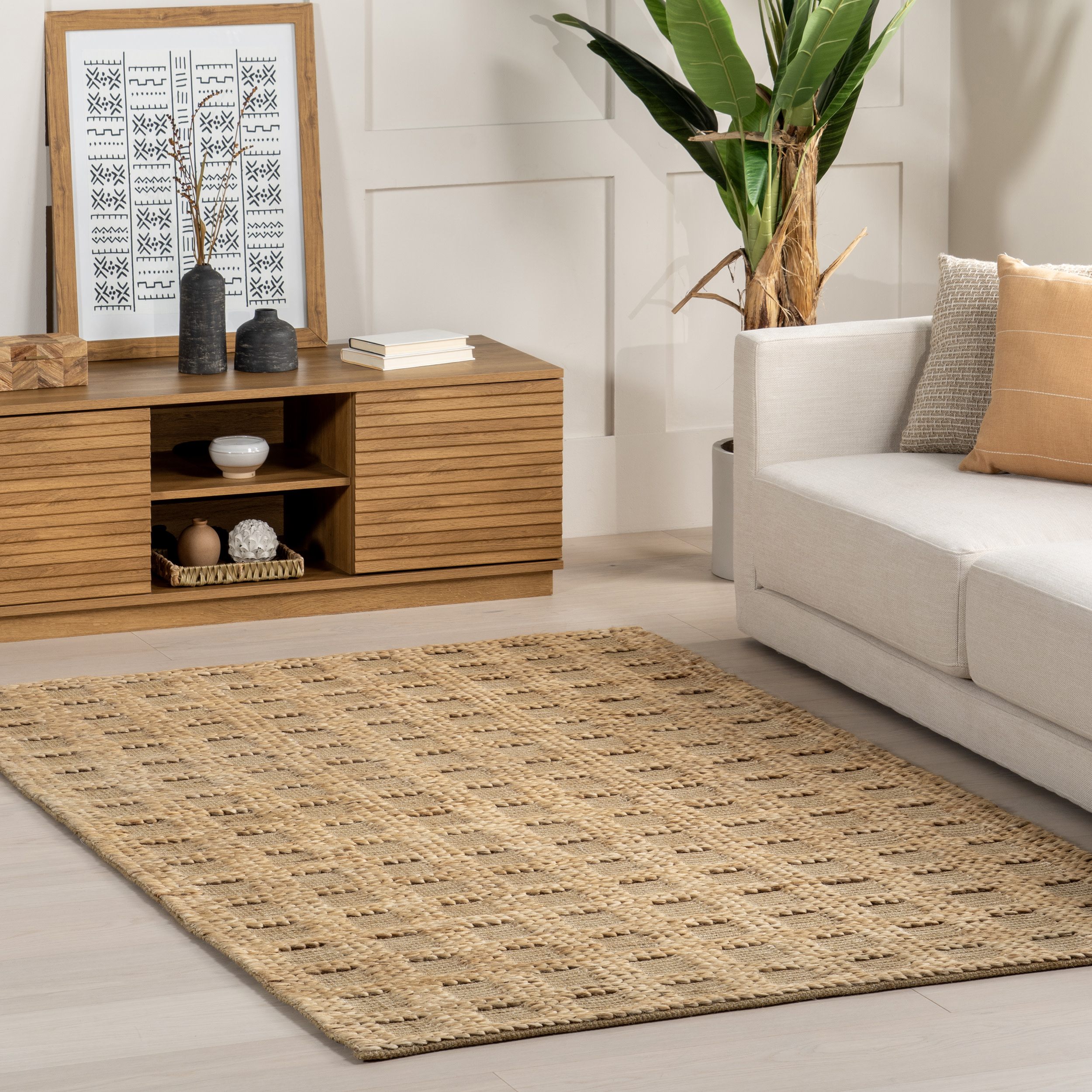 nuLOOM Rubina Casual Geometric Jute Area Rug, 8' x 10', Natural ...
