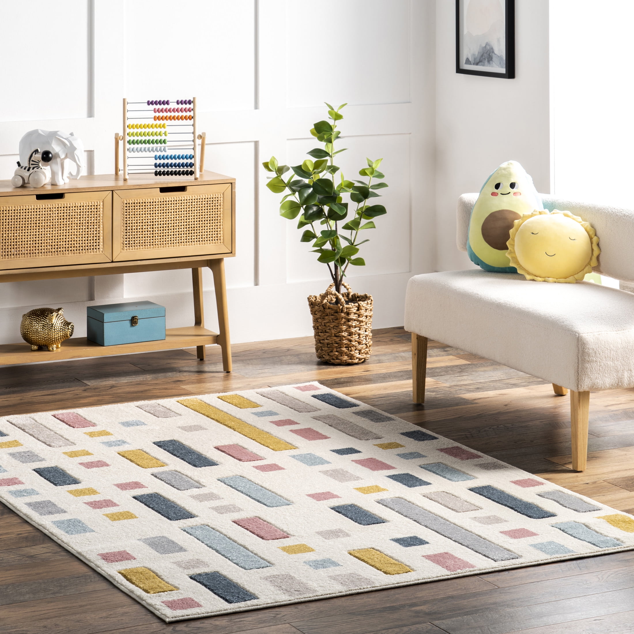 nuLOOM Sandrine Scattered Blocks Kids Area Rug, 5' 3" x 7' 7", Sandrine ...