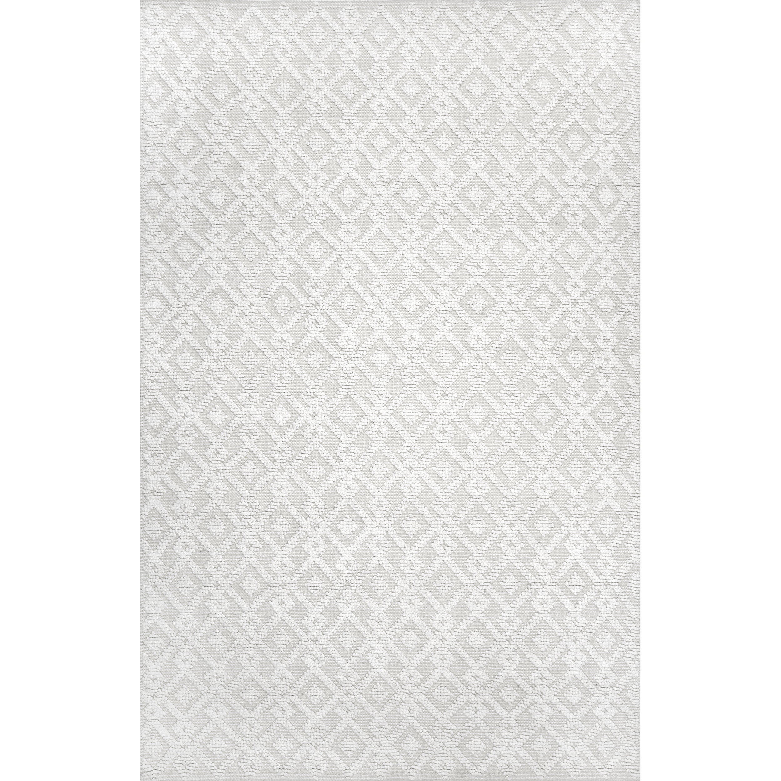nuLOOM Sohale Diamond Trellis Texture Wool Area Rug, 5' x 8', Ivory ...