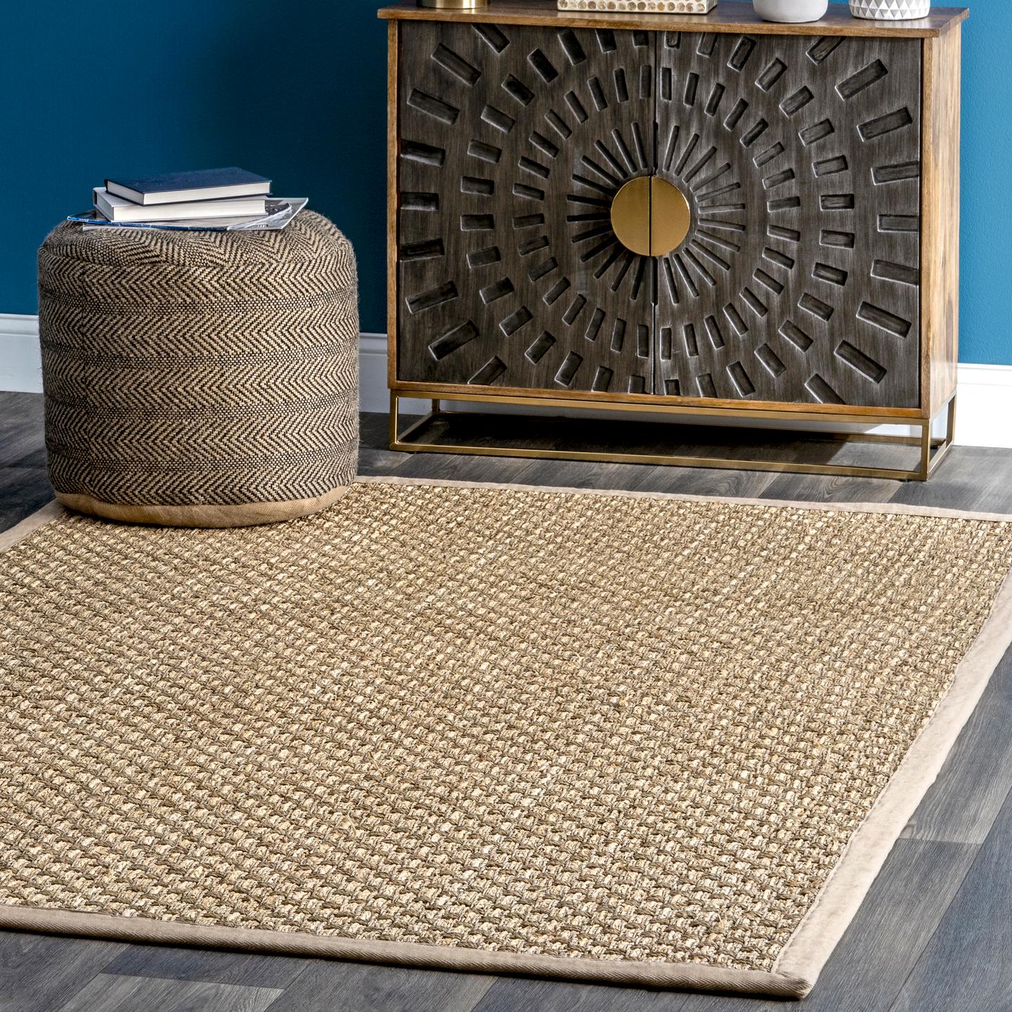 SAFAVIEH Natural Fiber Garret Solid Seagrass Area Rug, Natural/Beige, 8 ...