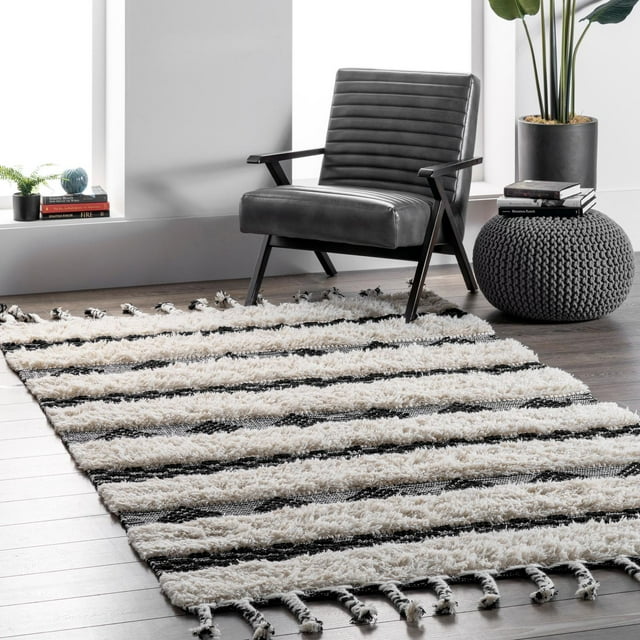 nuLOOM Striped Delia Wool Area Rug, 6' x 9', Ivory - Walmart.com